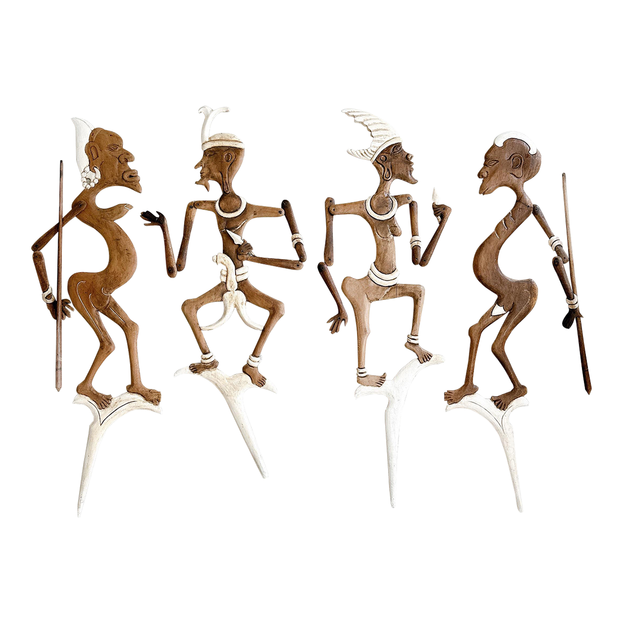 Vintage Large African Shadow Puppet Art Wooden Teak Art | Chairish