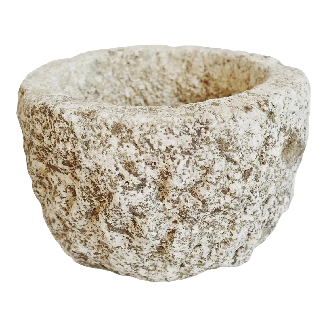 Vintage Chiseled Granite Small Stone Pot | Chairish