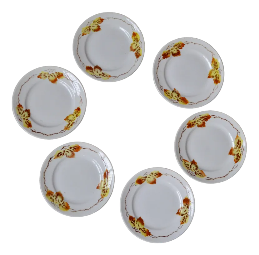 Art Deco Plates from Moulin Des Loups, 1950s, Set of 6 | Chairish