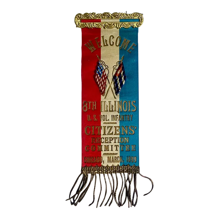 8th Illinois Red, White &. Blue Commemorative Ribbon, 1899 | Chairish