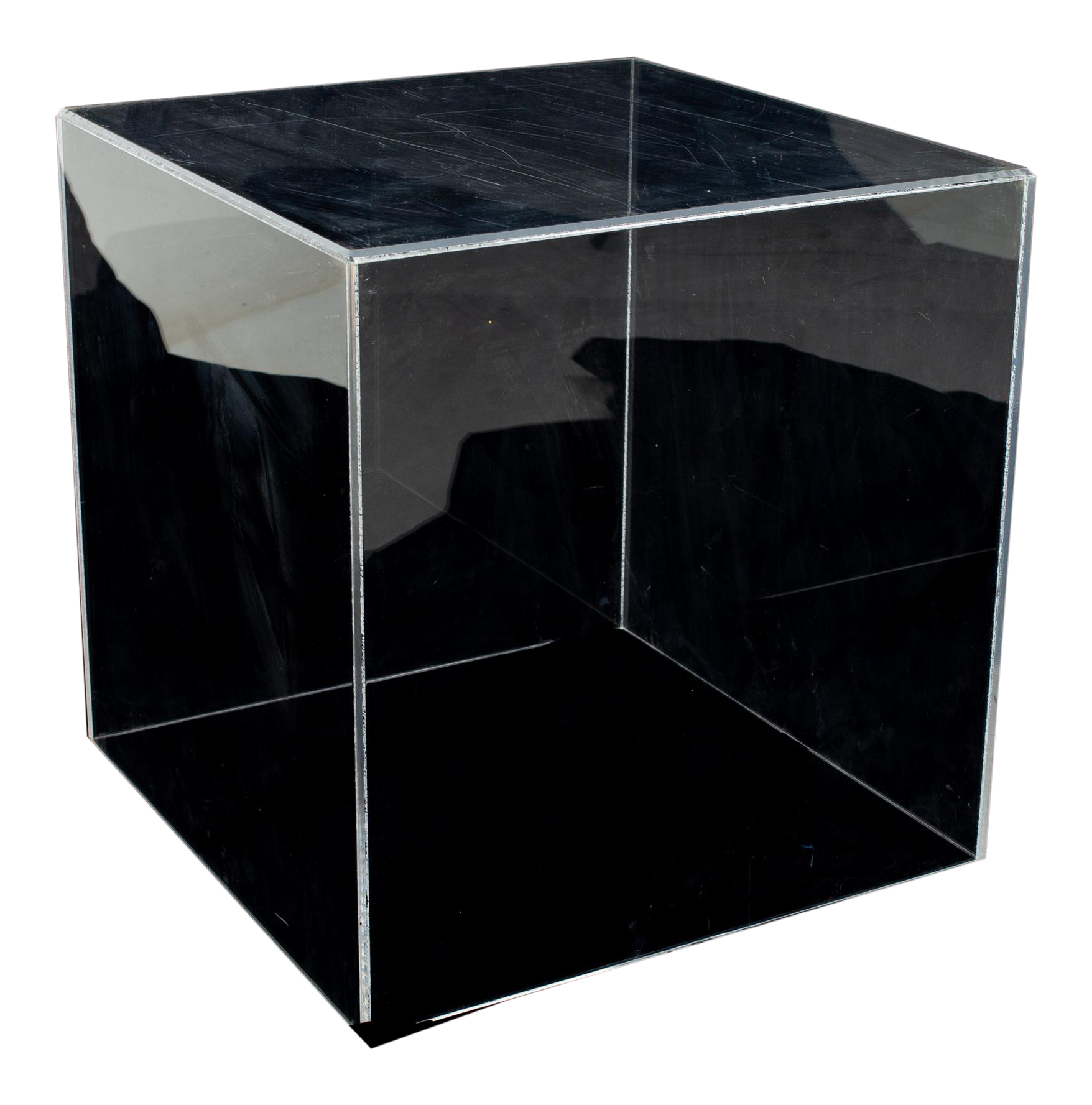 Mid Century Clear Acrylic Cube Side Table | Chairish