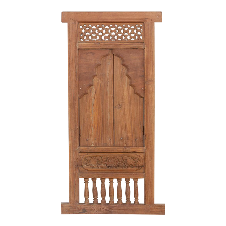19th Century Indian Carved Architectural Window | Chairish