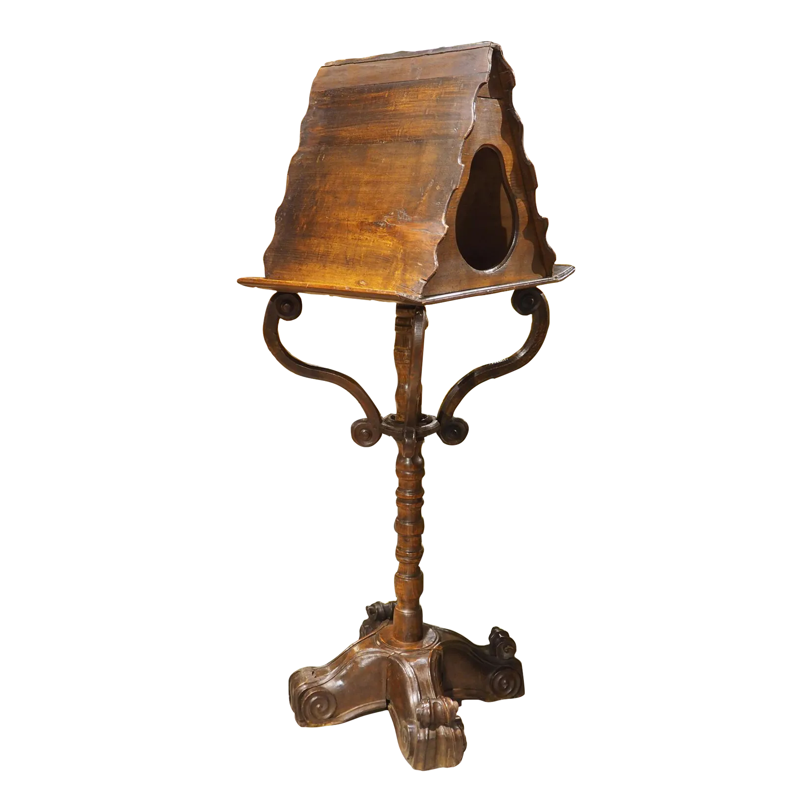 Antique French Double Music Lectern in Carved Walnut and Pine, Circa ...