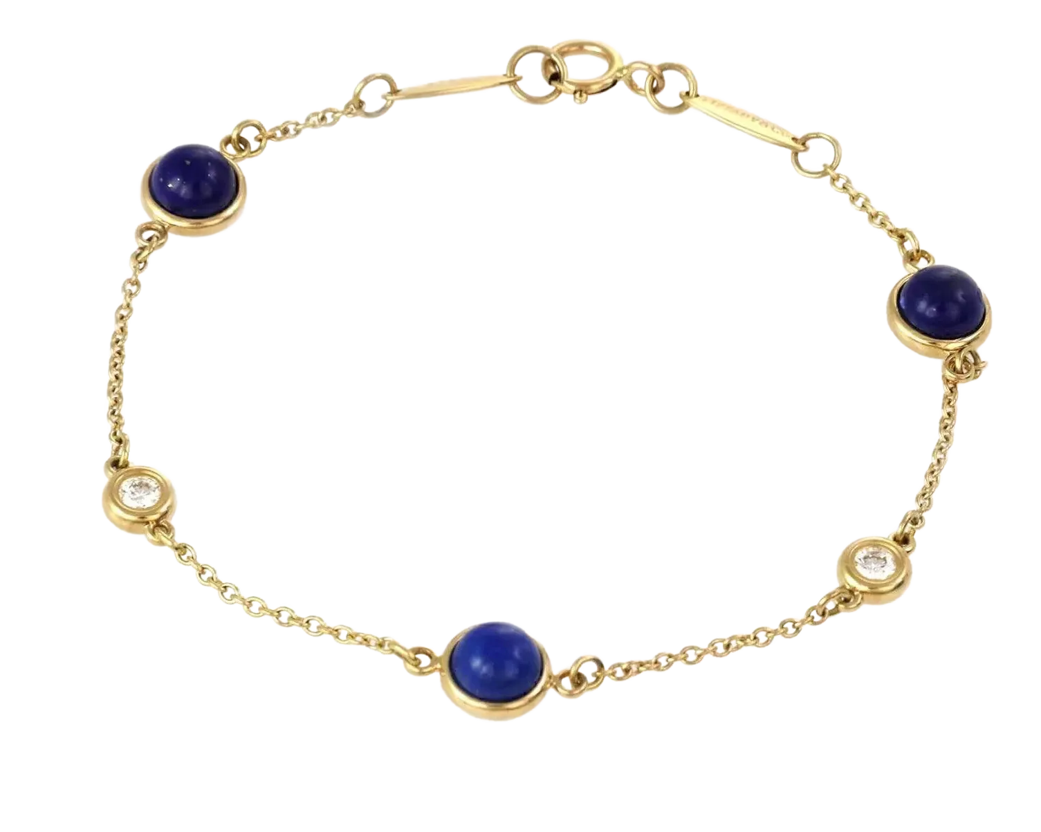 Tiffany Co. Peretti 18k Yellow Gold Lapis Diamond by the Yard Bracelet Chairish