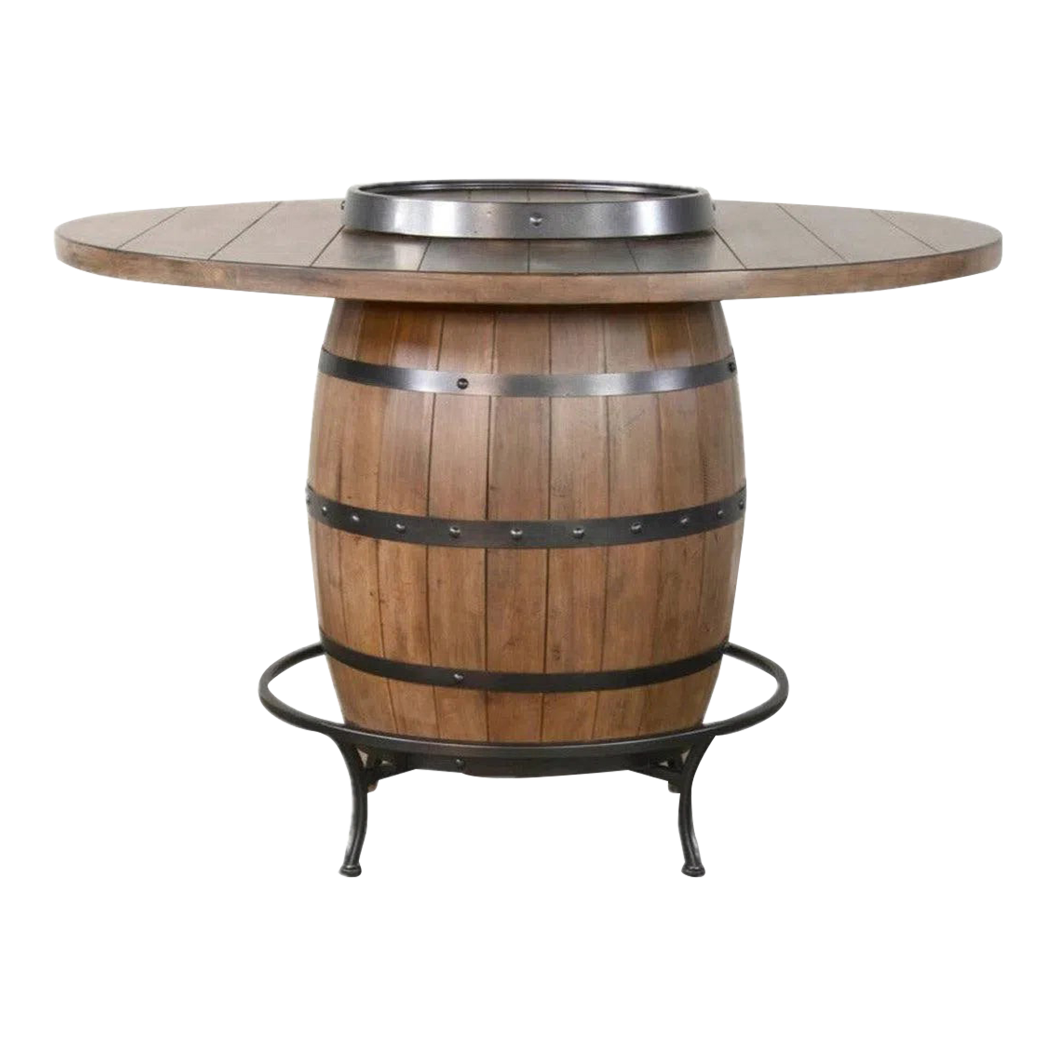 Round Pub Table With Wine Barrel Base | Chairish