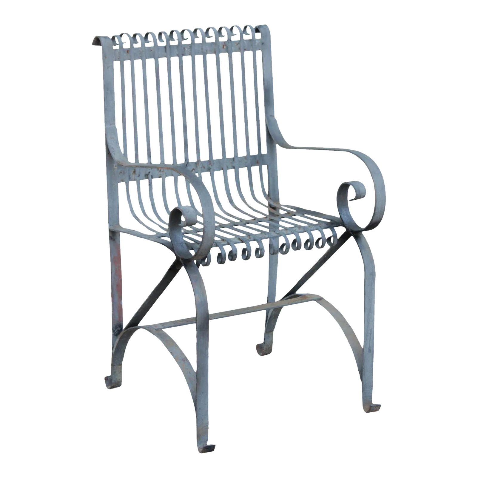 Antique Wrought Iron Scroll Garden Armchair | Chairish