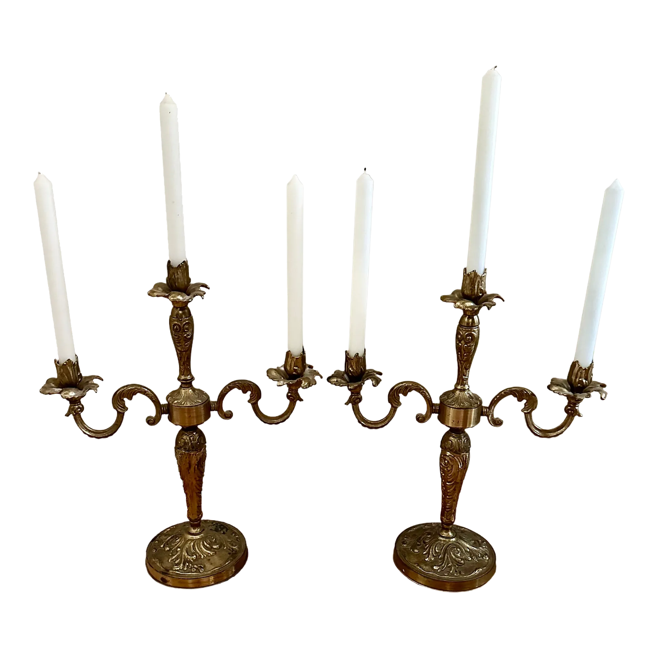 1920s Gilded Metal 3-Arm Candelabras- a Pair | Chairish