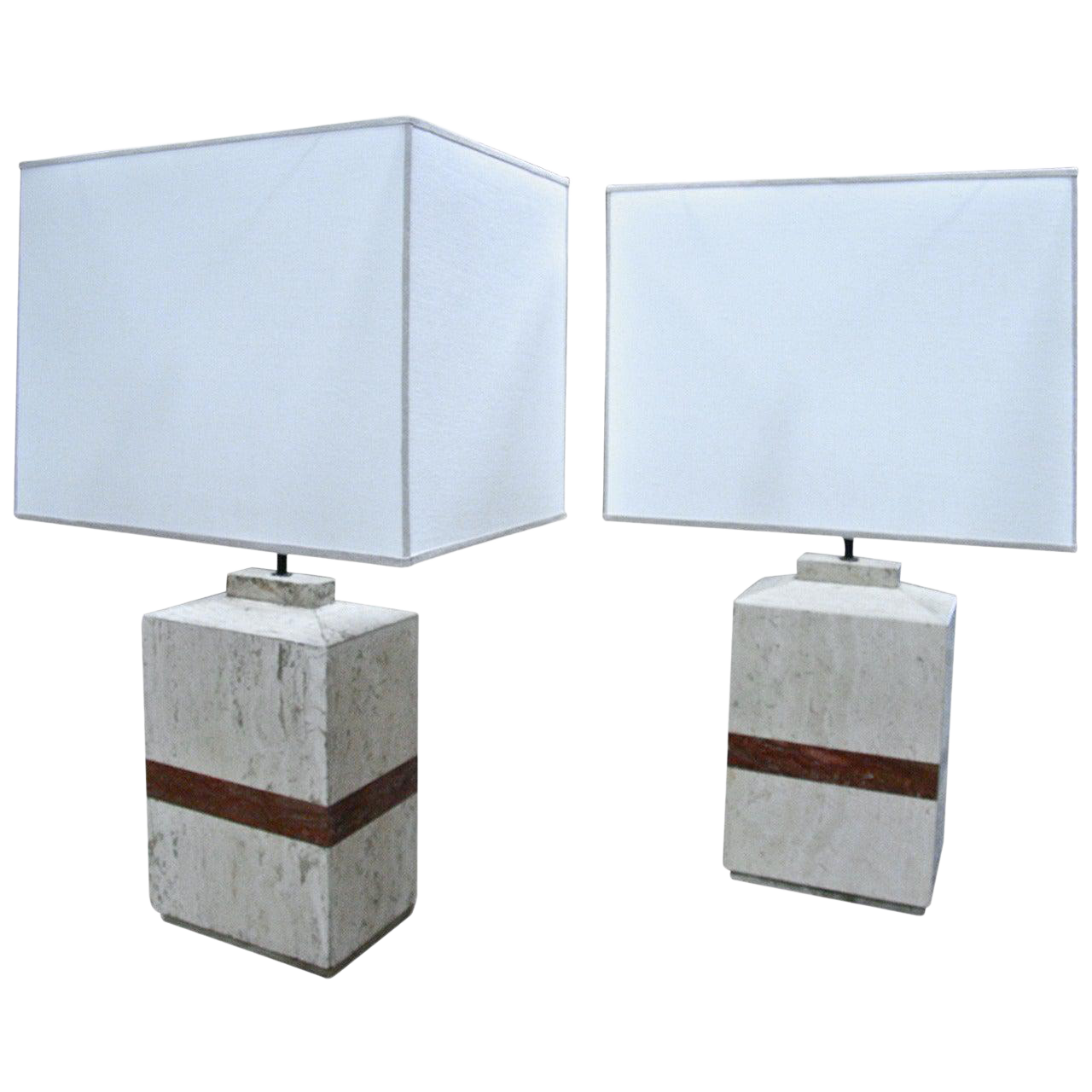 Italian Oversized Marble Lamps - a Pair | Chairish