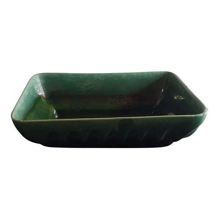 1970s Haeger Usa Green Glazed Ceramic Rectangular Planter | Chairish