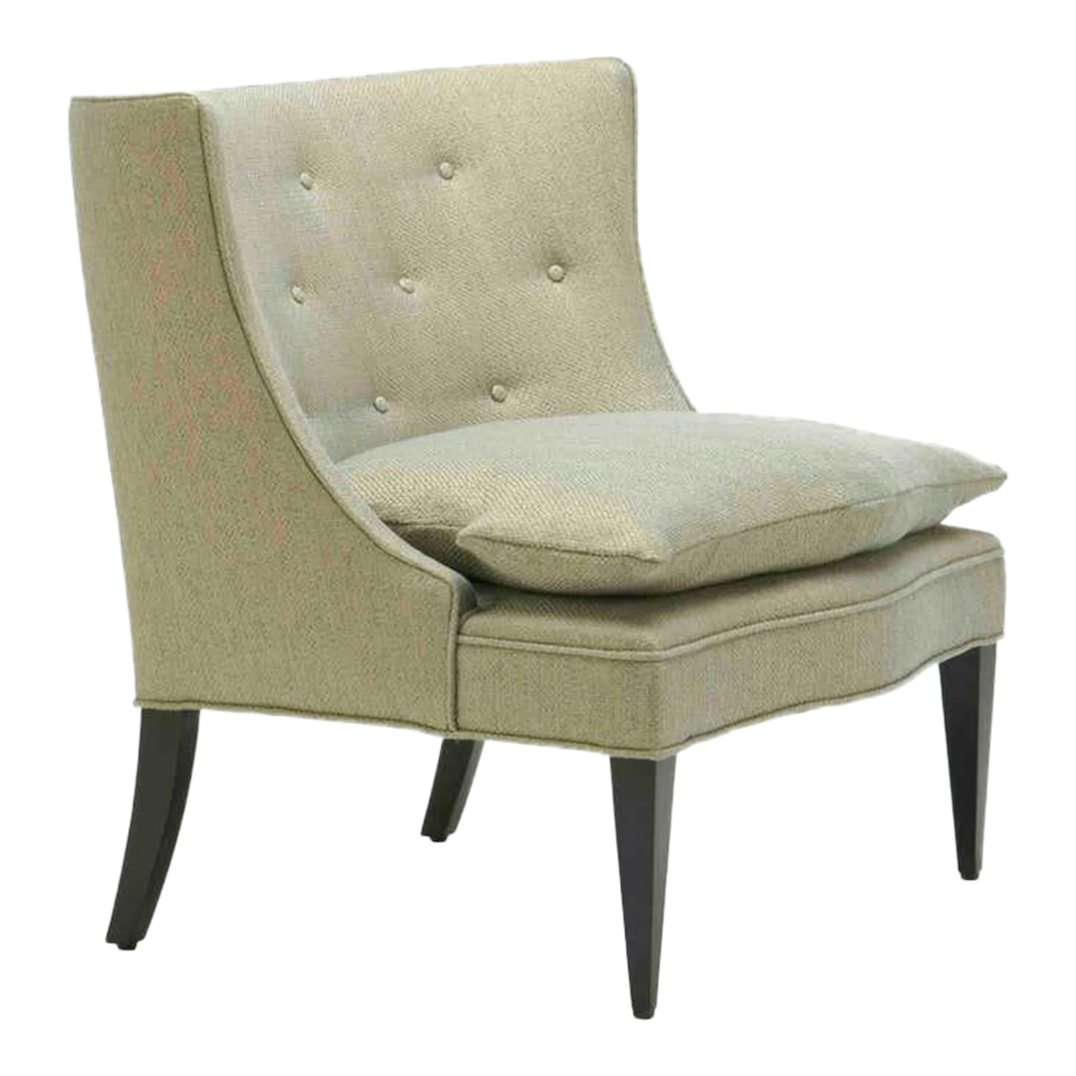 Slipper Upholstered Chair With Concave Tufted Back and Tapered Legs ...