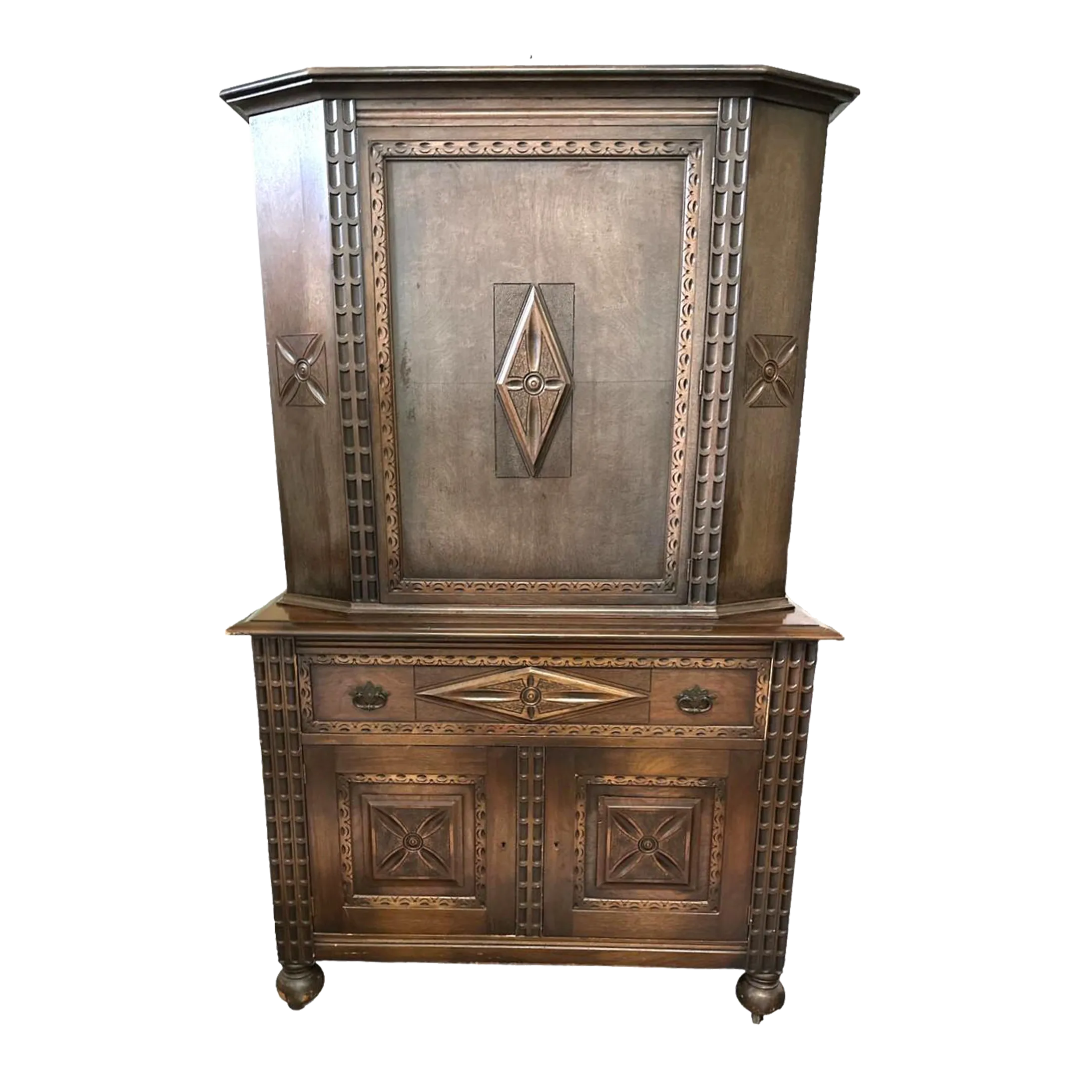 Rare 1920s Baker Furniture Antique Spanish Revival Walnut Liquor ...