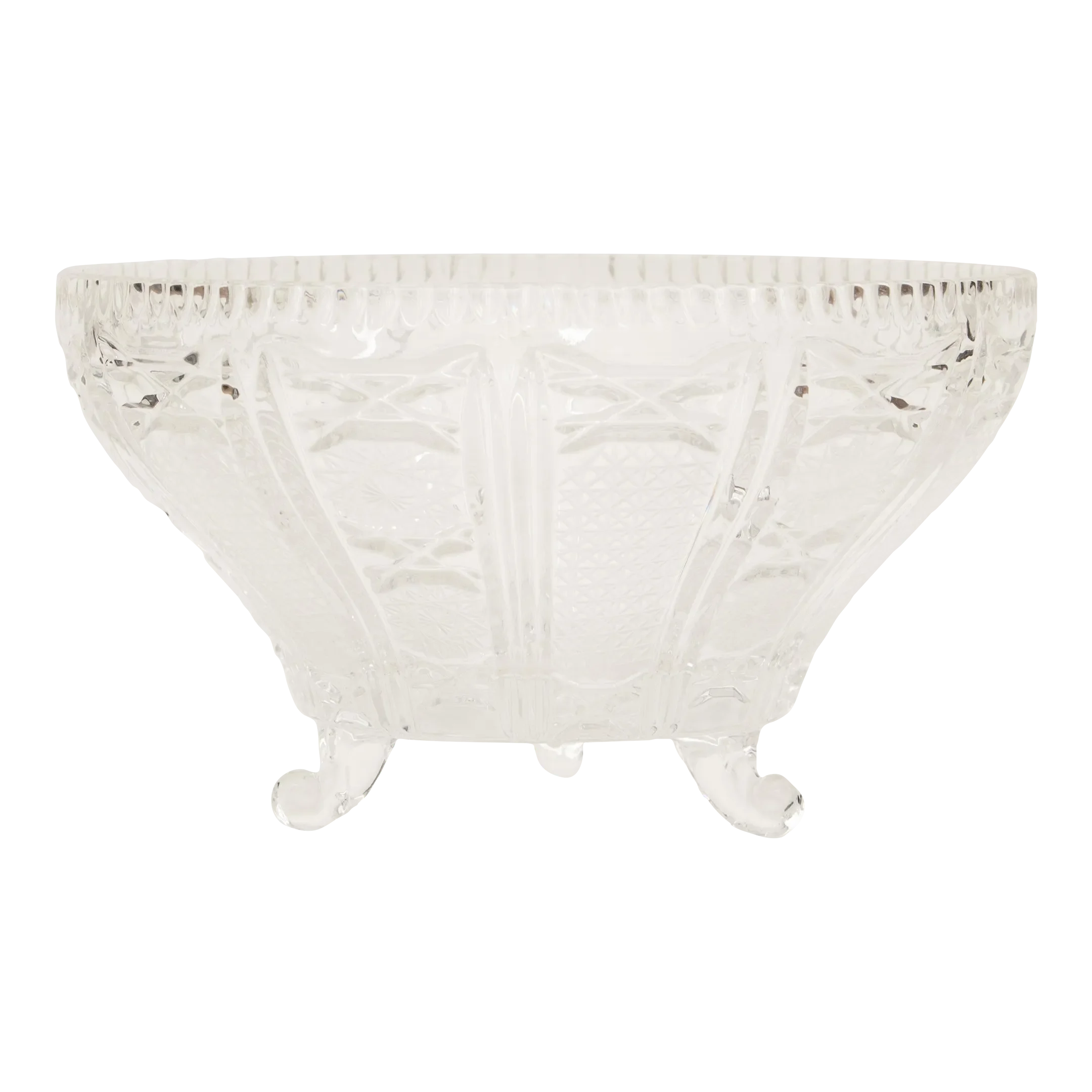 Bohemian Crystal Large Diamond Cut Footed Serving Bowl, Circa 1970s ...