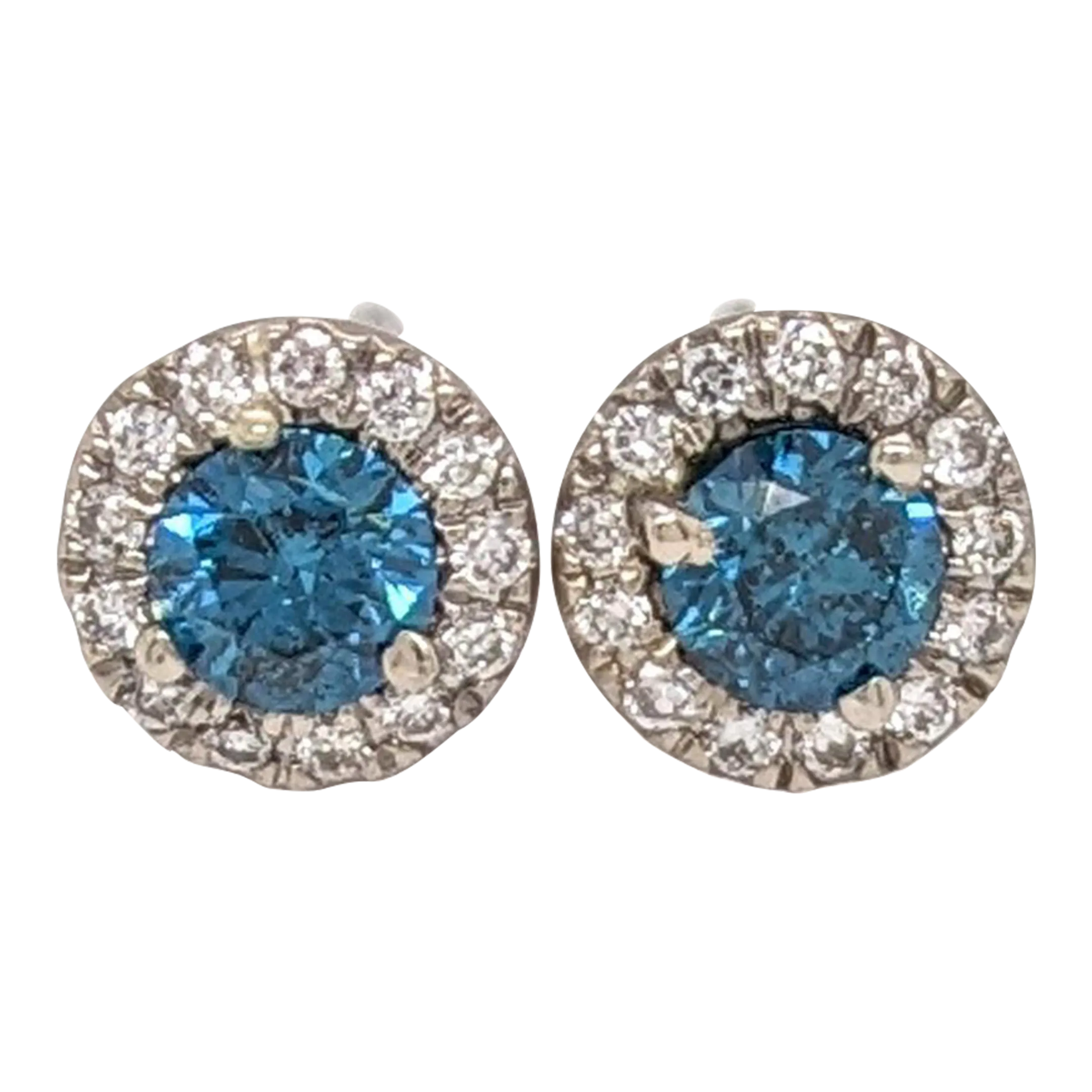 Blue Diamond Earrings with Natural Diamonds in Solid 14K White Gold ...