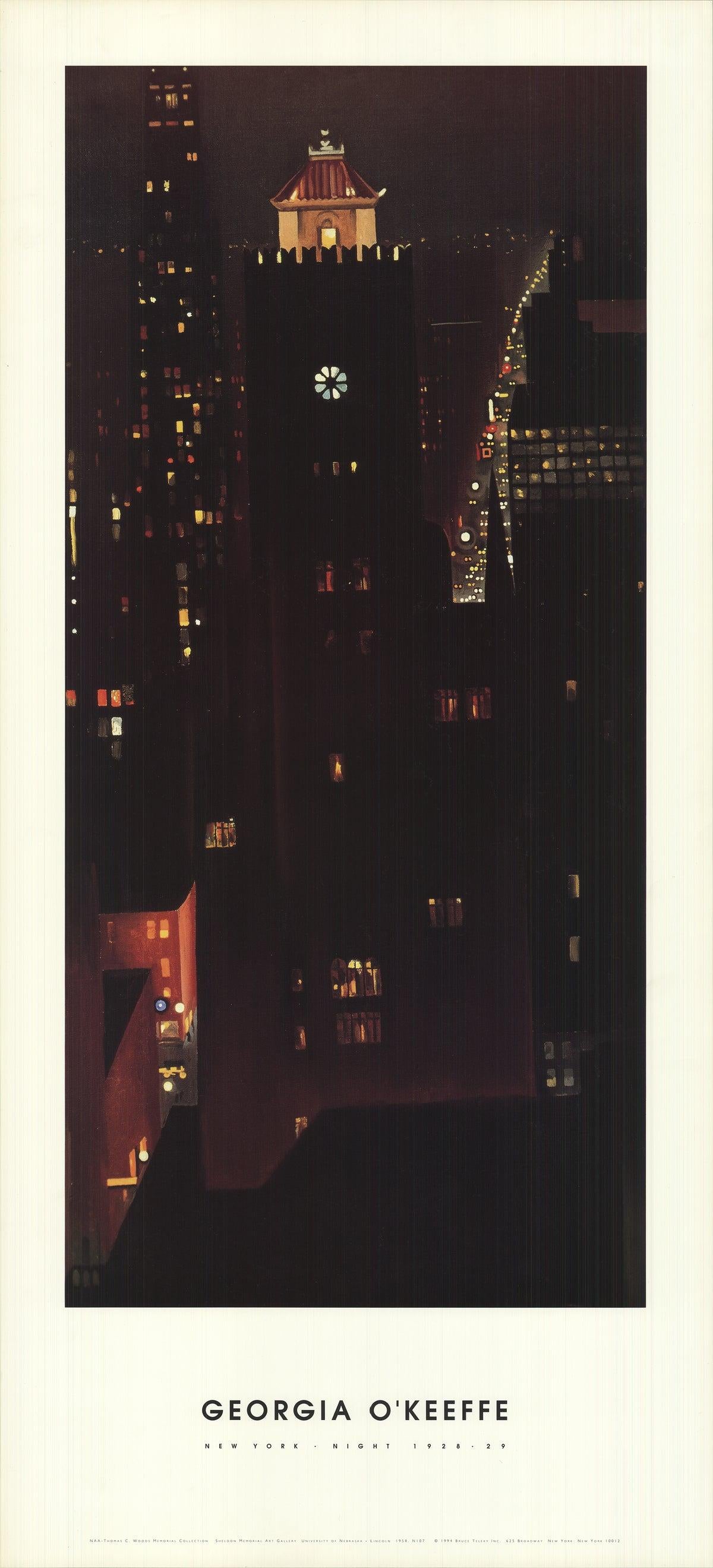 1994 Georgia O'Keeffe 'New York Night' Modernism Black, Orange USA ...
