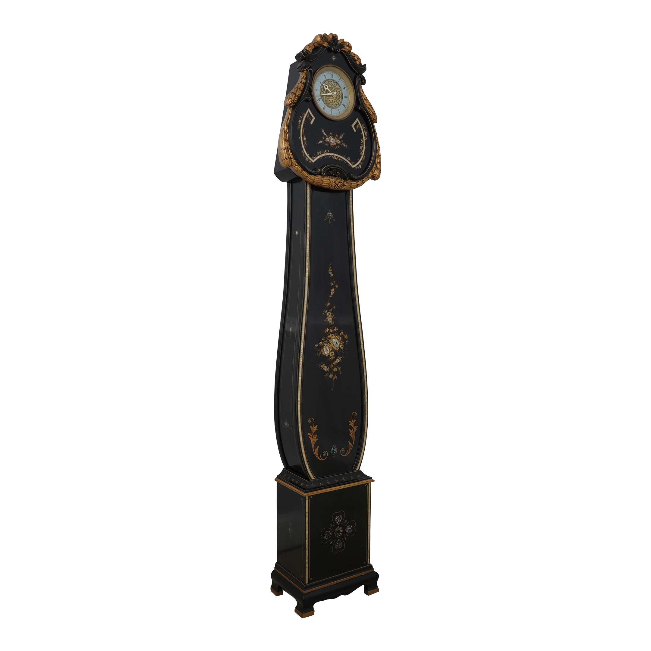 Vintage Black Lacquer Mother of Pearl Inlaid Grandfather Clock Case ...