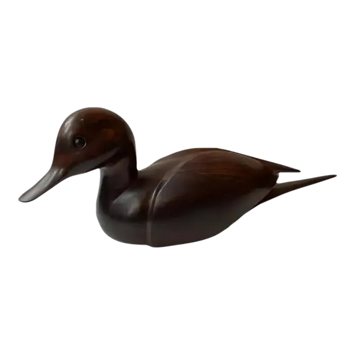 1980s Thomas Suby Carved Duck Sculpture | Chairish