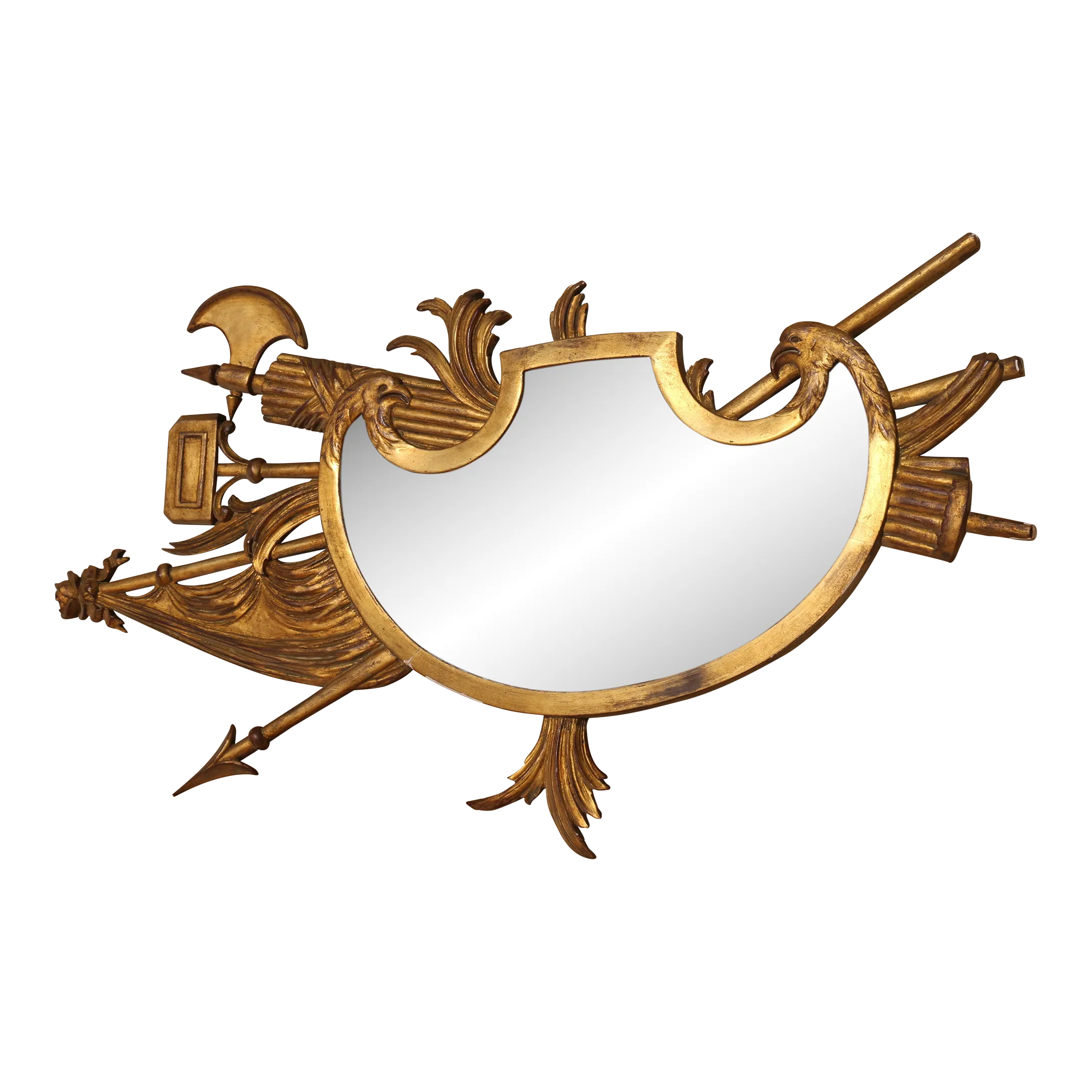 20th Century French Giltwood Trophy Mirror | Chairish