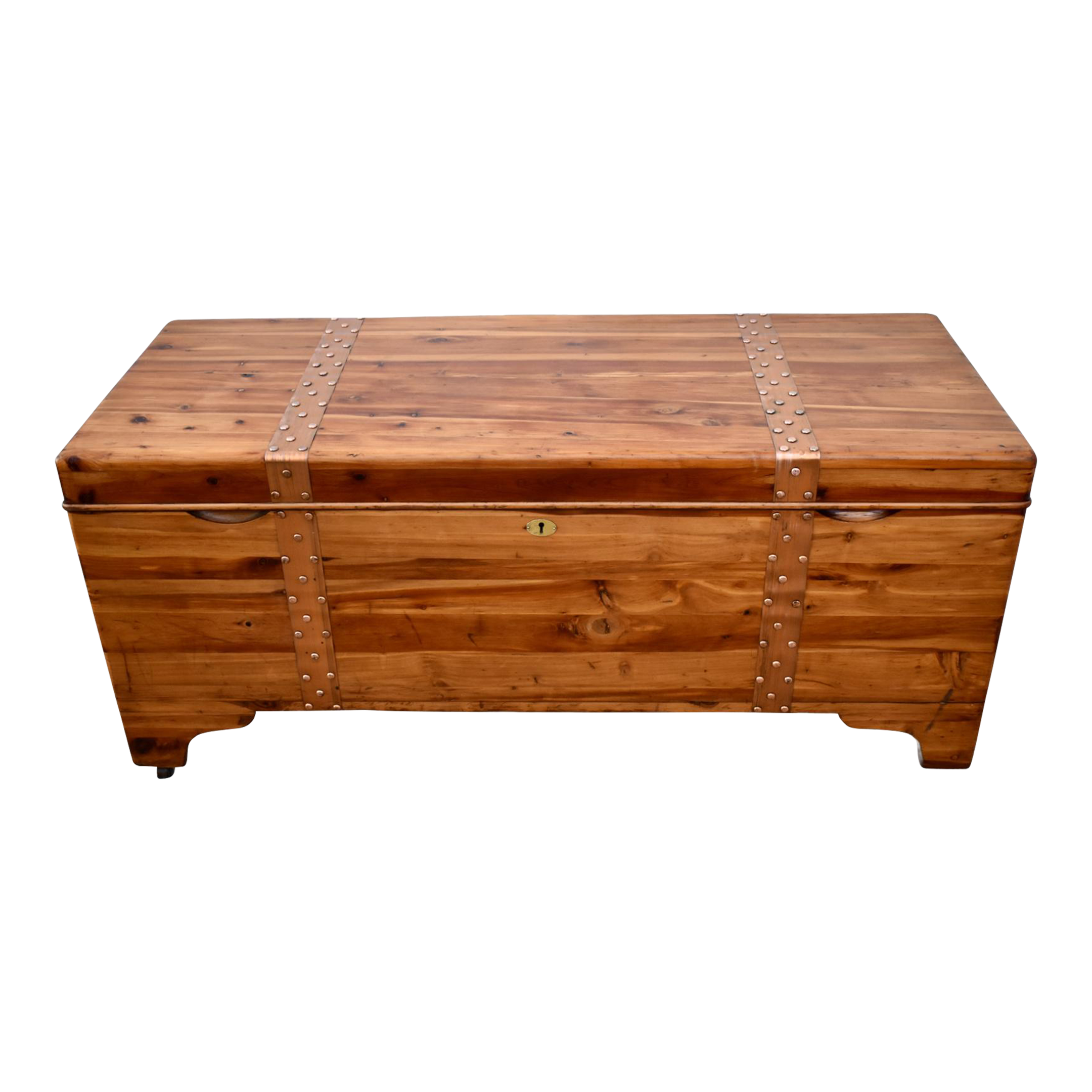 Vintage Standard Solid Cedar Blanket Chest W/Copper Straps | Chairish