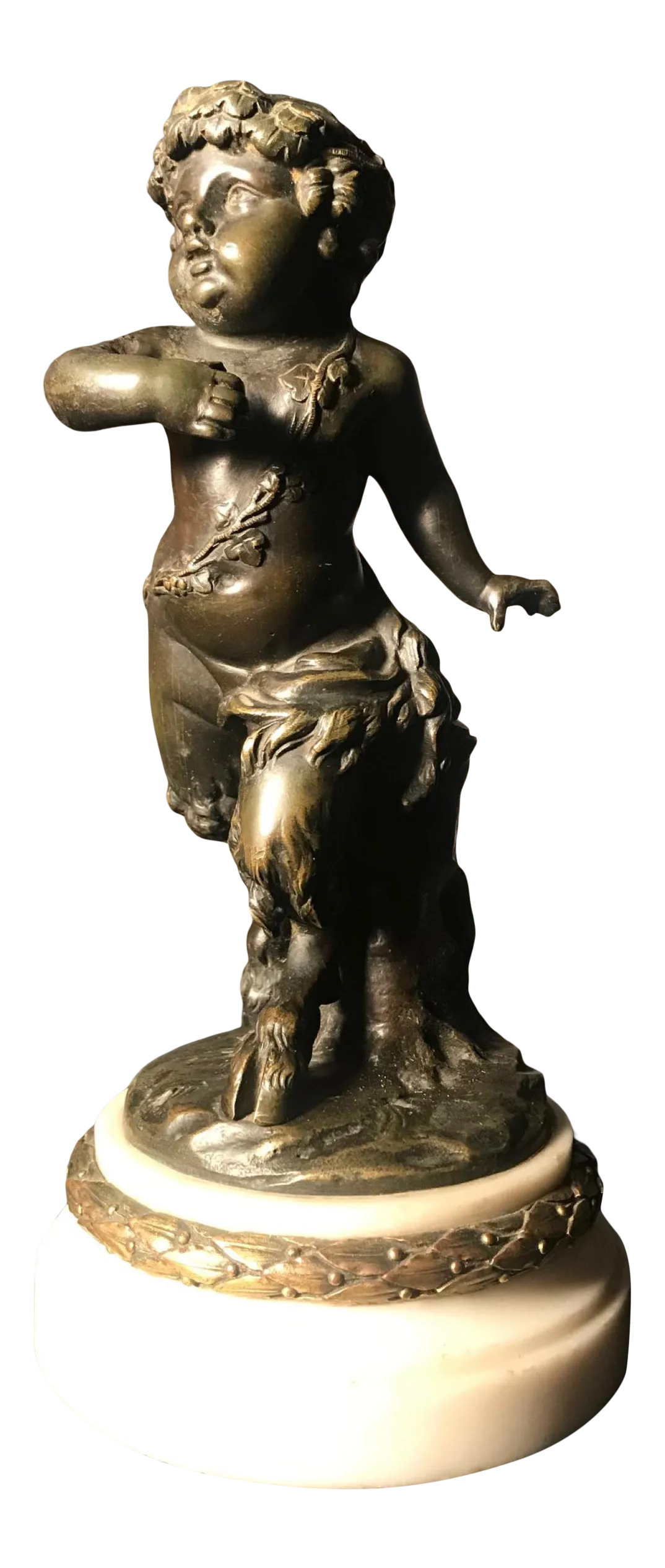 Antique 19th Century French Patinated Bronze Sculpture of a Faun, Child ...