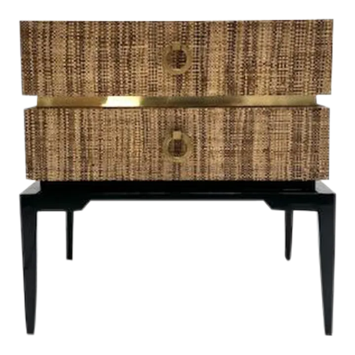 Raffia Nightstand | Chairish