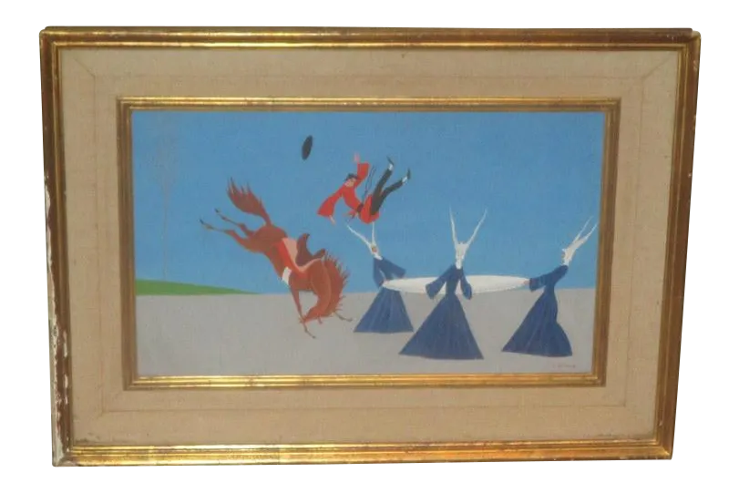 1960s Vintage V. Canevari Large Surrealist Oil Painting | Chairish