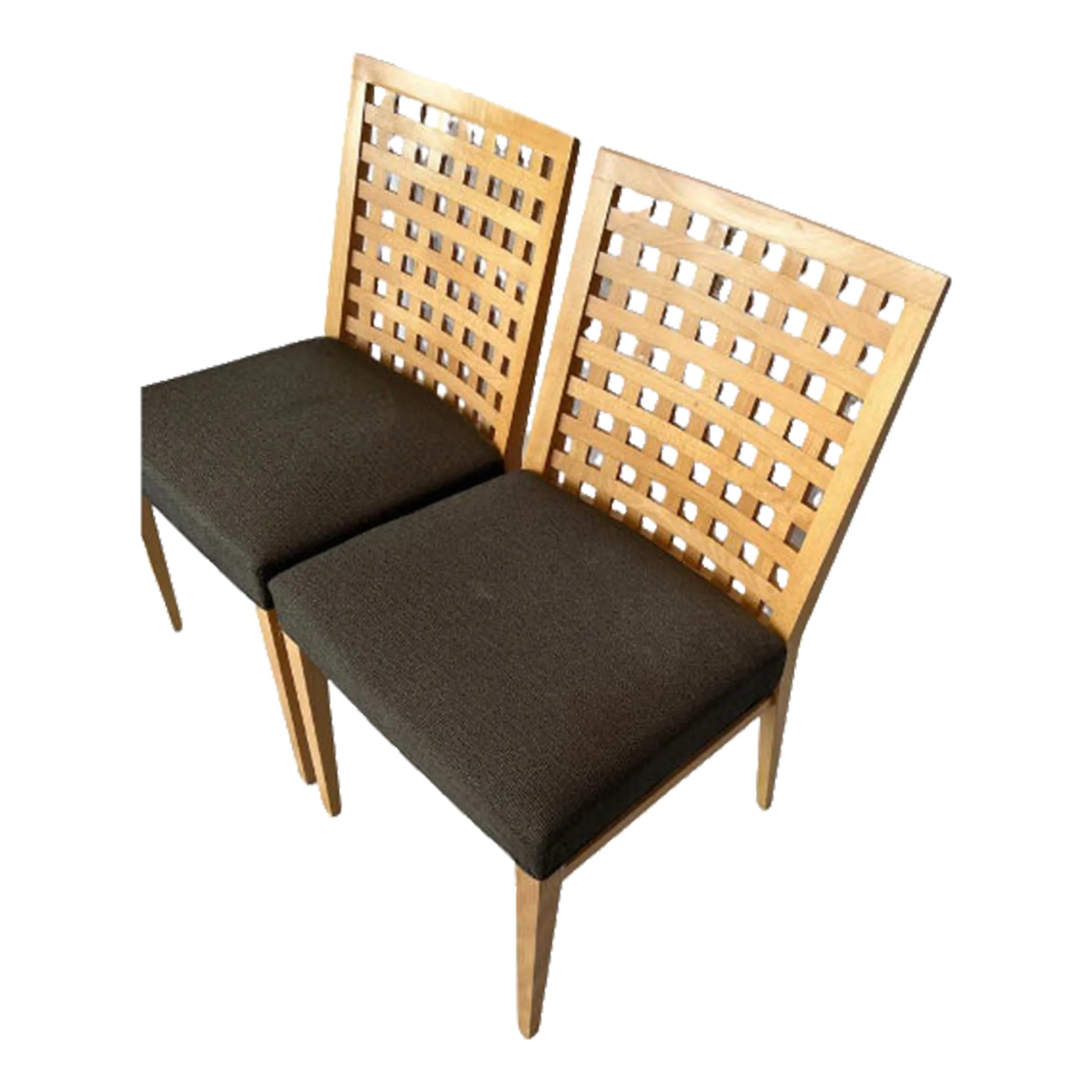 Bernhardt Wood Woven-Back Dining Chairs - Set of 2 | Chairish