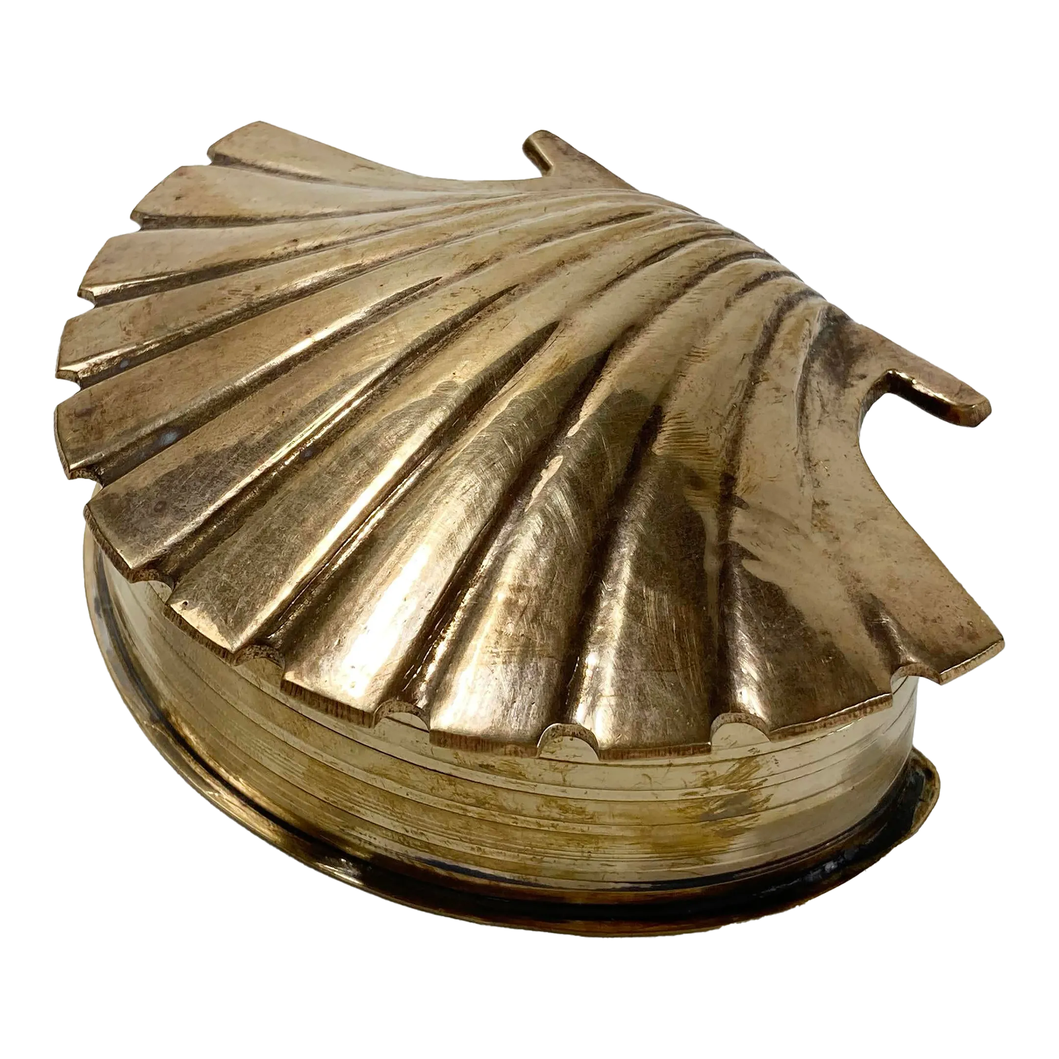 Vintage Brass Clam Shell Lidded Box | Chairish
