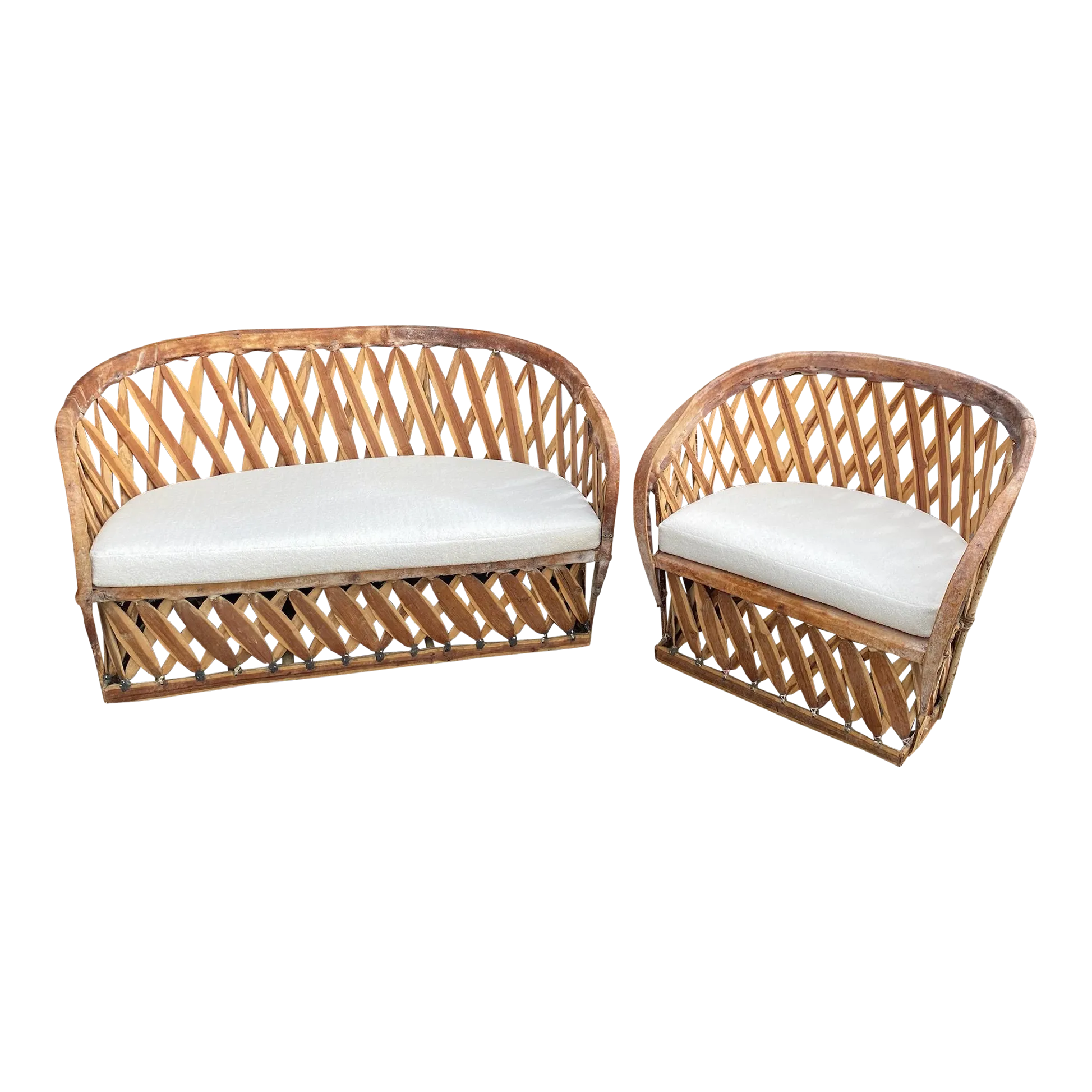 Mid 20th Century Equipale Loveseat and Chair - Set of 2 | Chairish