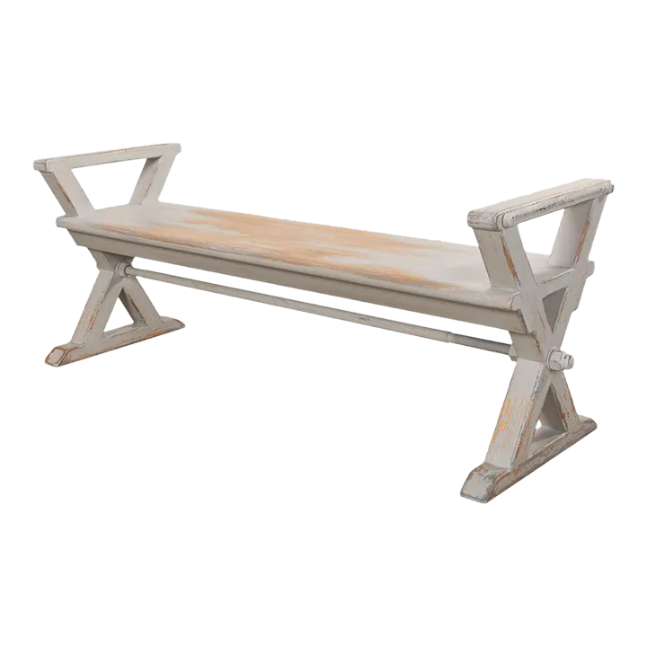 French Country Painted Bench | Chairish