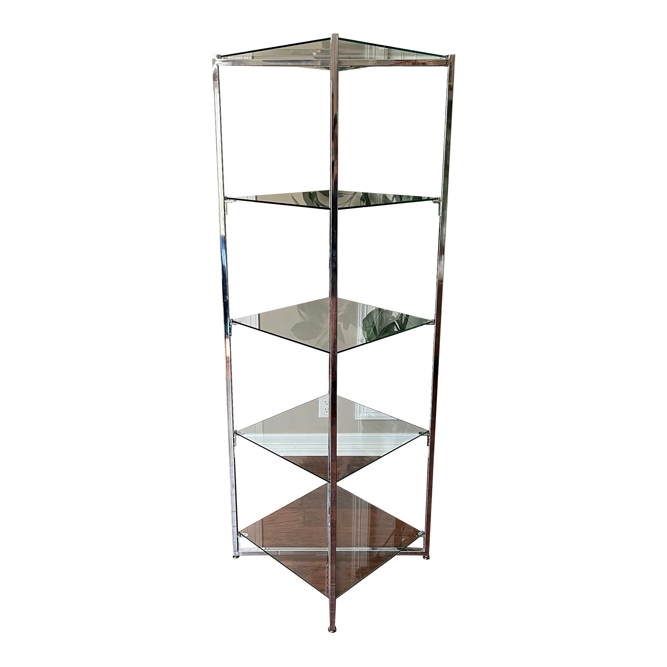 Vintage Fully Collapsible and Adjustable Chrome Display Shelf | Chairish