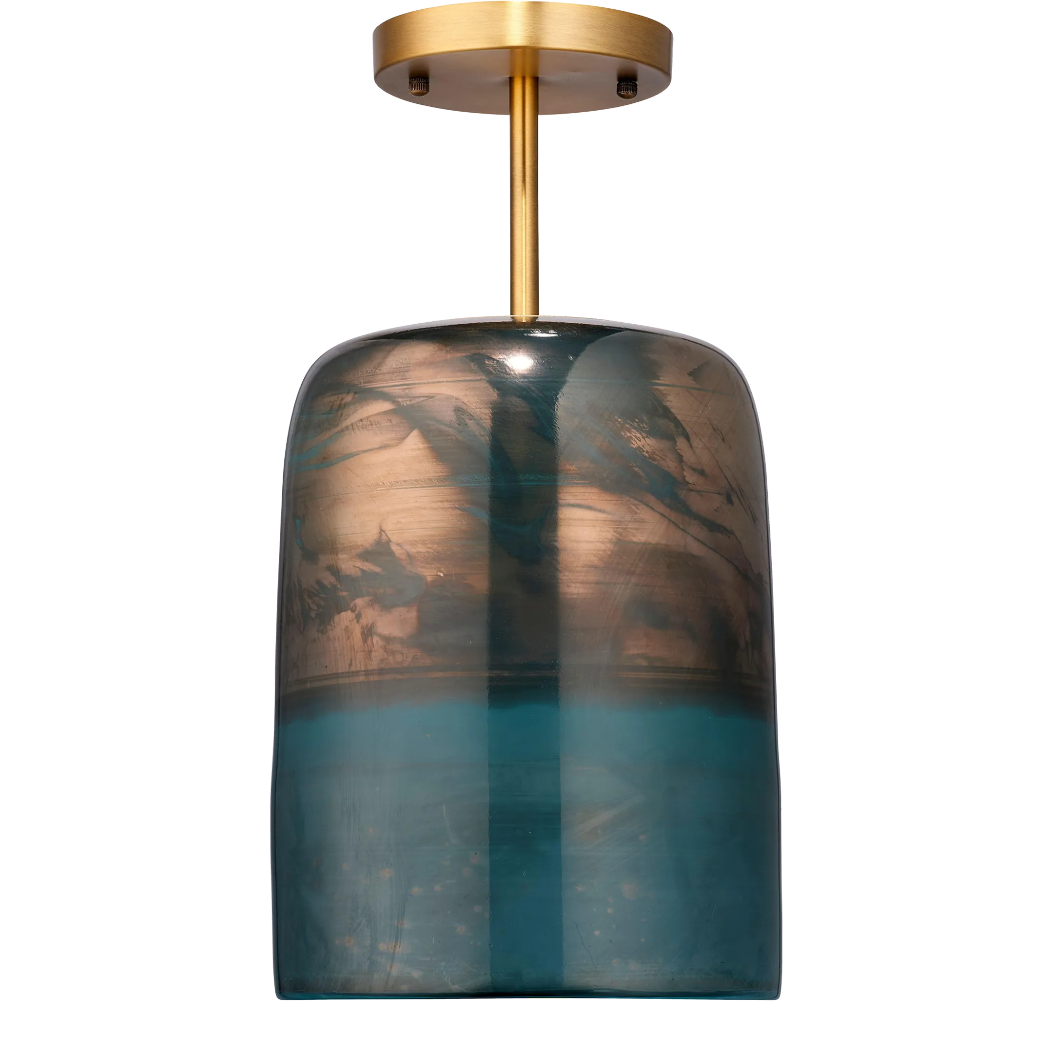 Vapor Semi-Flush Mount, Aqua & Brass | Chairish