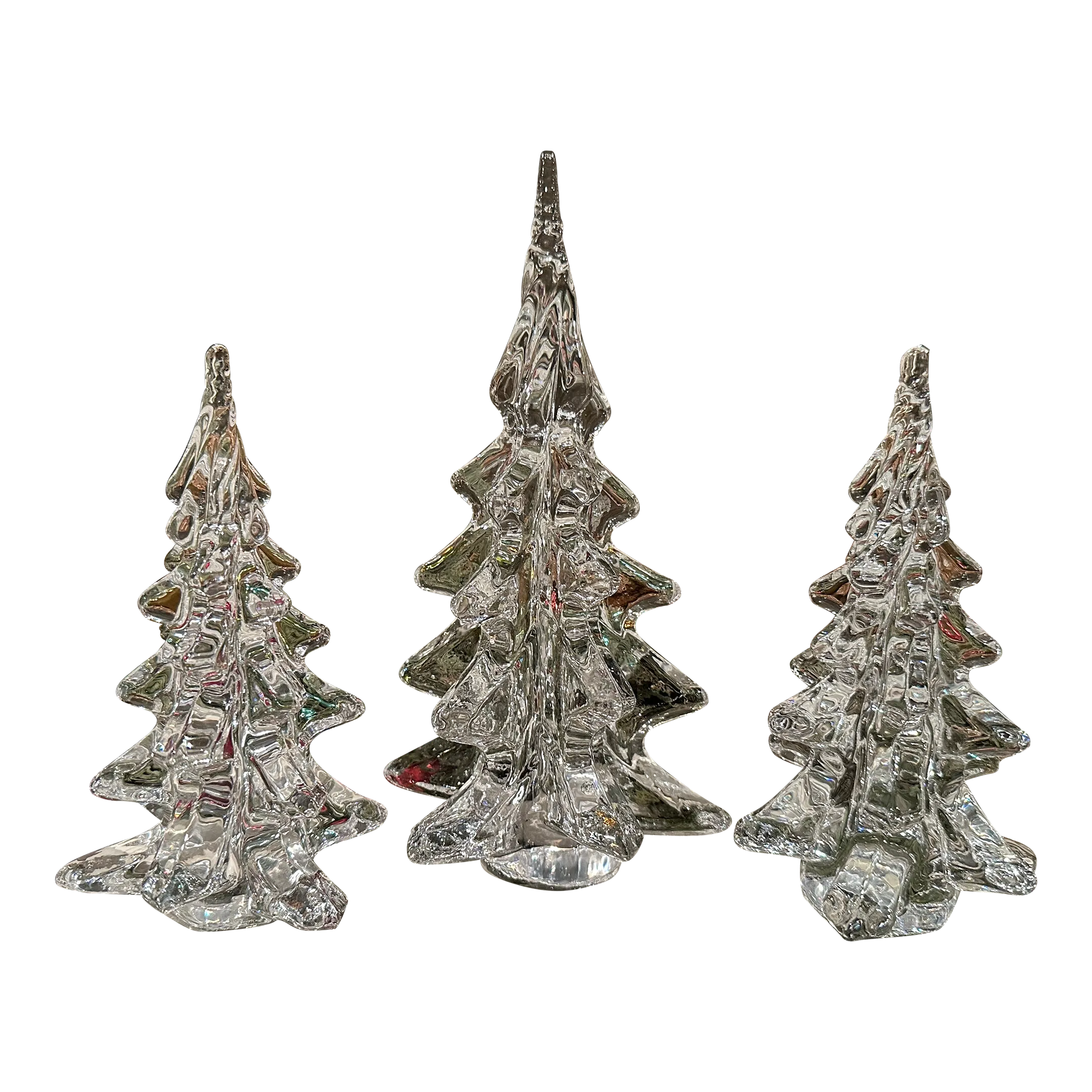 Set of 3 Vintage Silvestri Handcrafted Clear Glass Christmas Trees ...