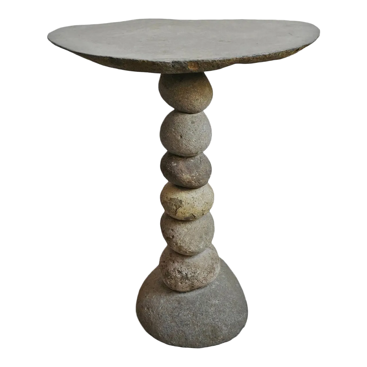 Stacked River Rock Bistro Table | Chairish
