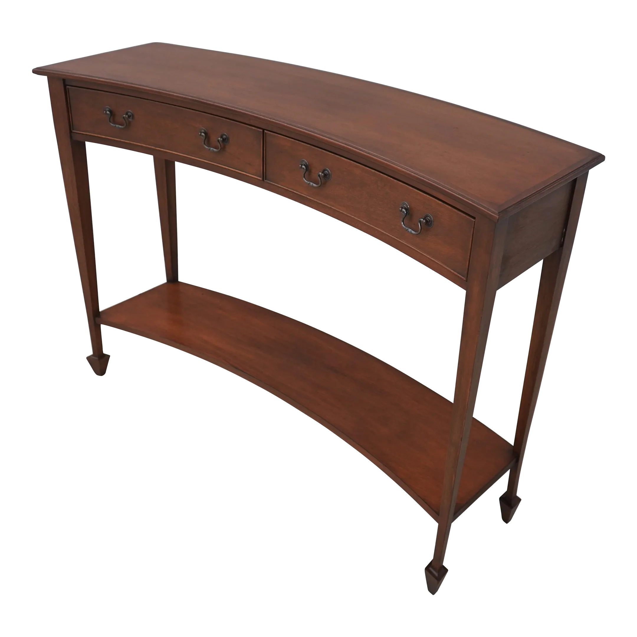 Mahogany 2 Drawer Crescent Shape Console Wall Table | Chairish