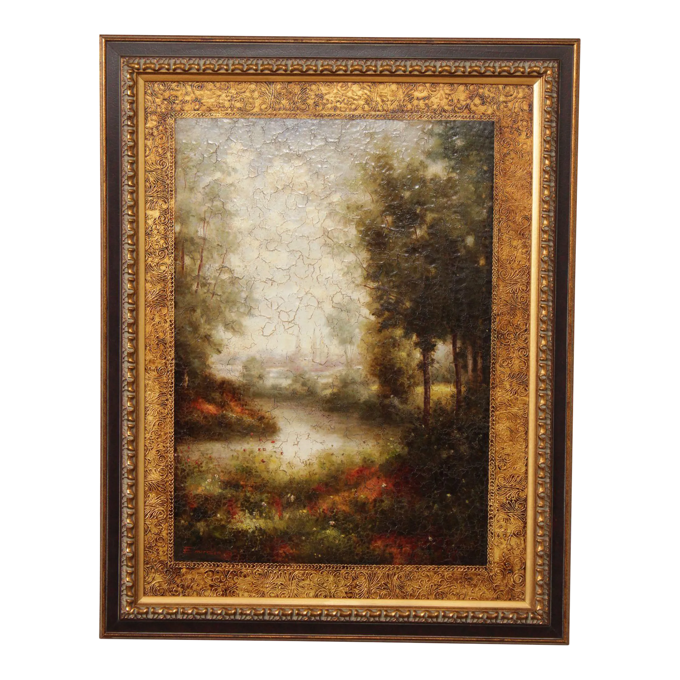 Vintage American Impressionist Style Painting of a Stream, After ...