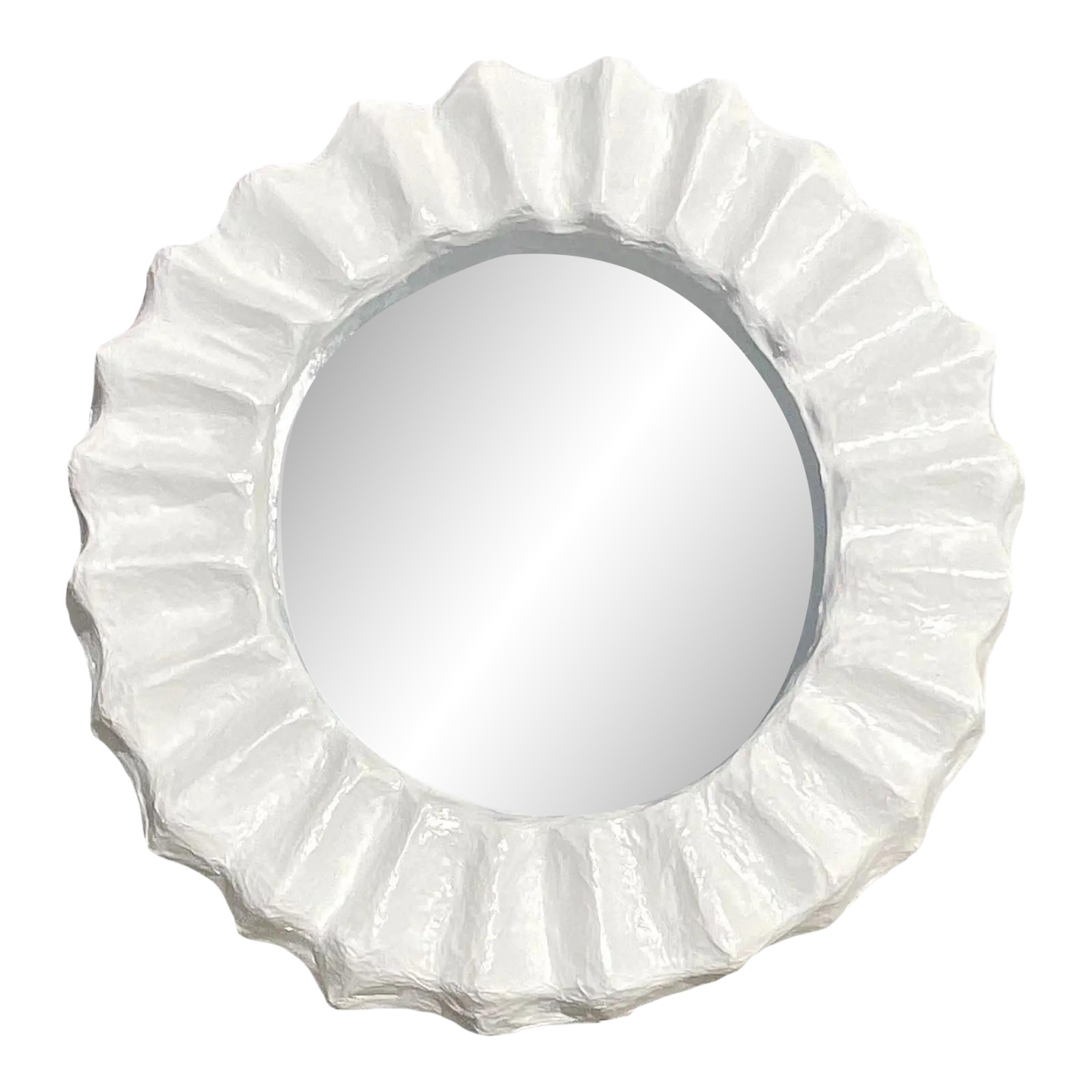 White Ruffle Frame Wall Mirror | Chairish