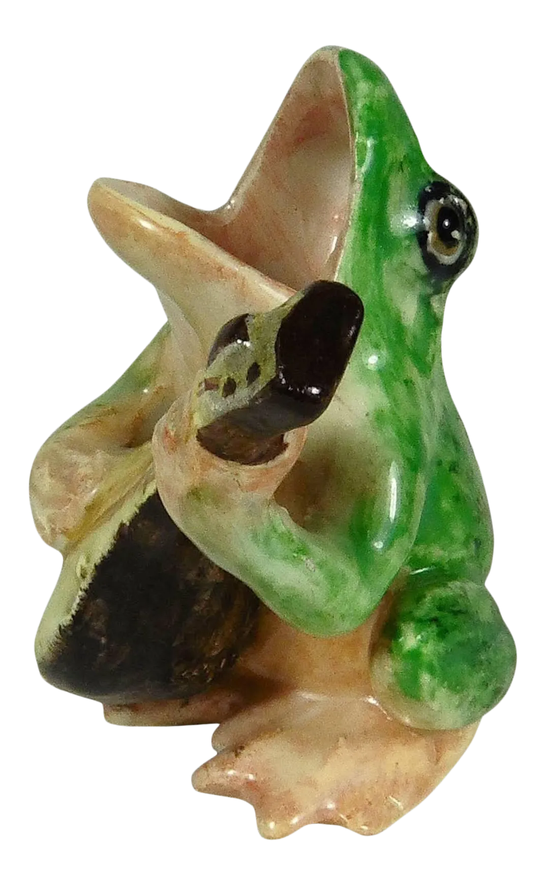 Majolica Frog with Mandolin Massier, circa 1900 | Chairish