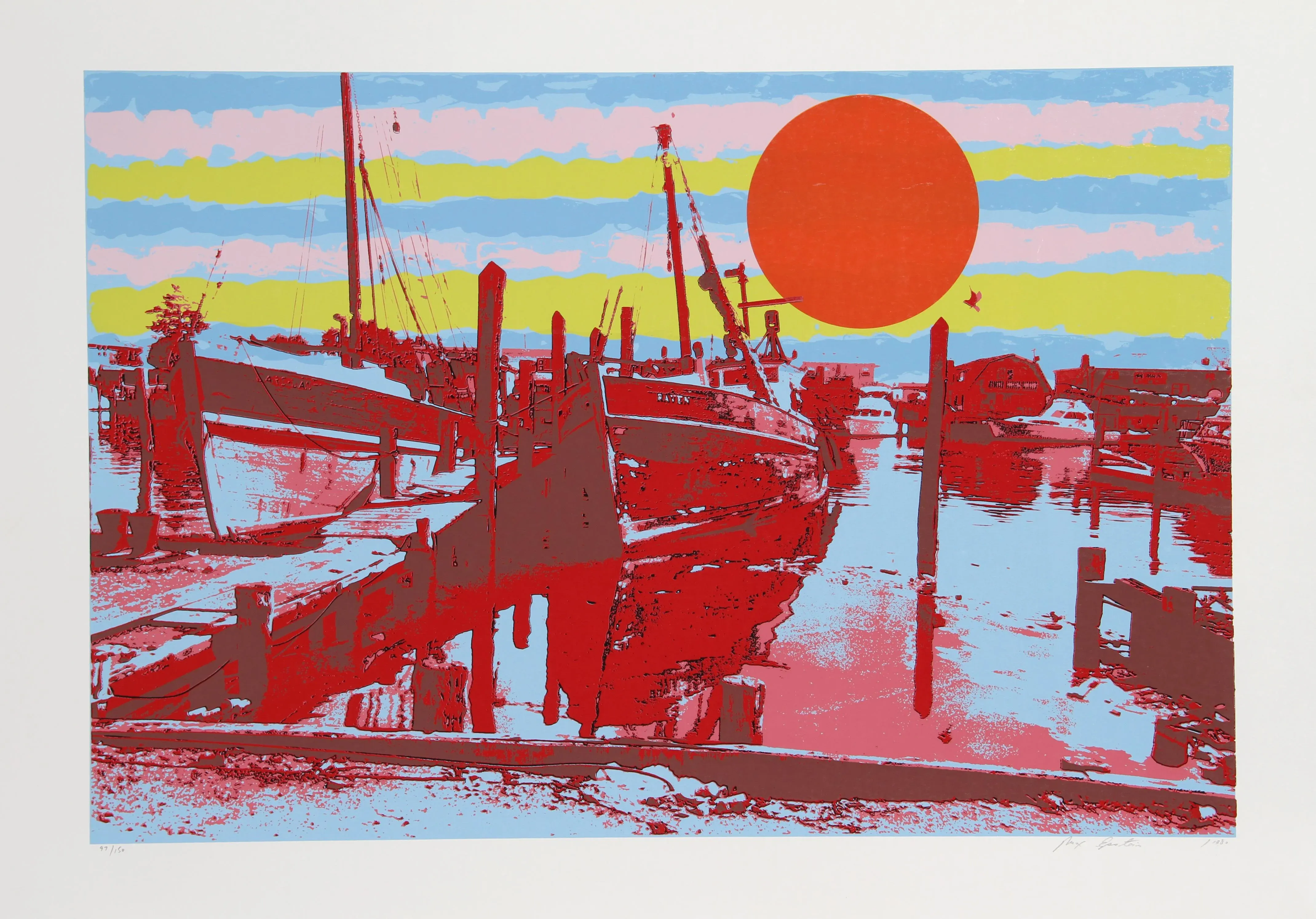Freeport Fishing Boats, Max Epstein Screen Print | Chairish