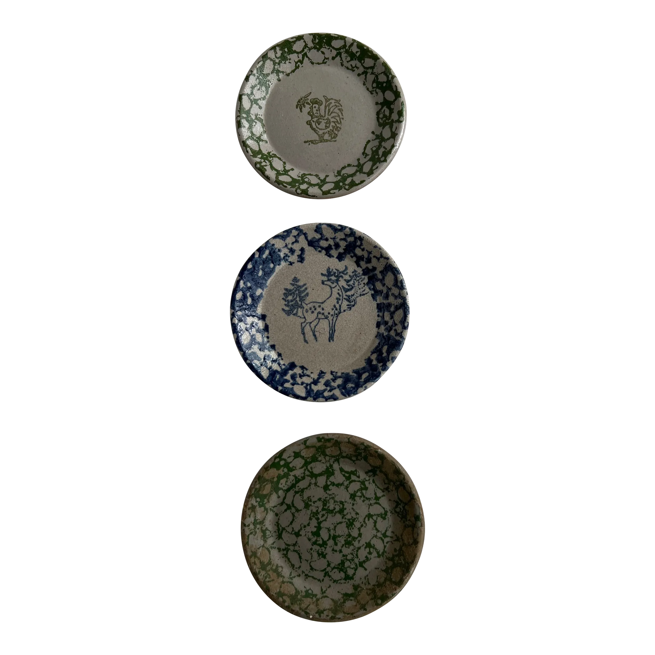 Handmade Spatterware Clay Butter Plates | Chairish