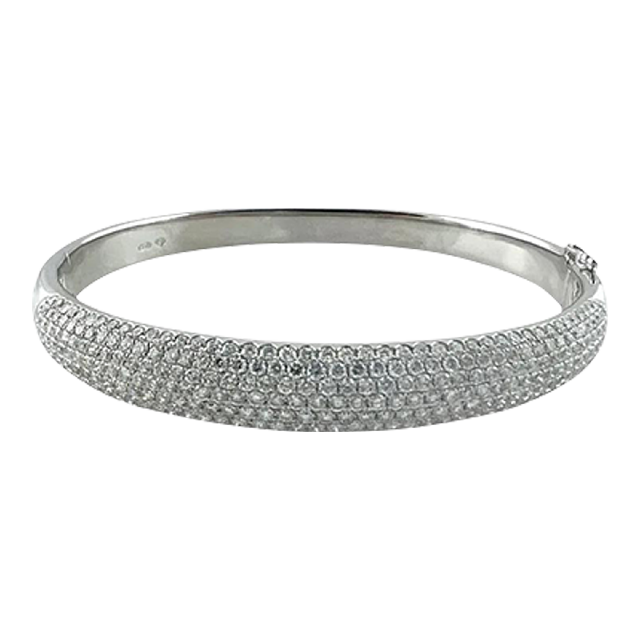 18k White Gold Pave Diamond Bangle Bracelet | Chairish