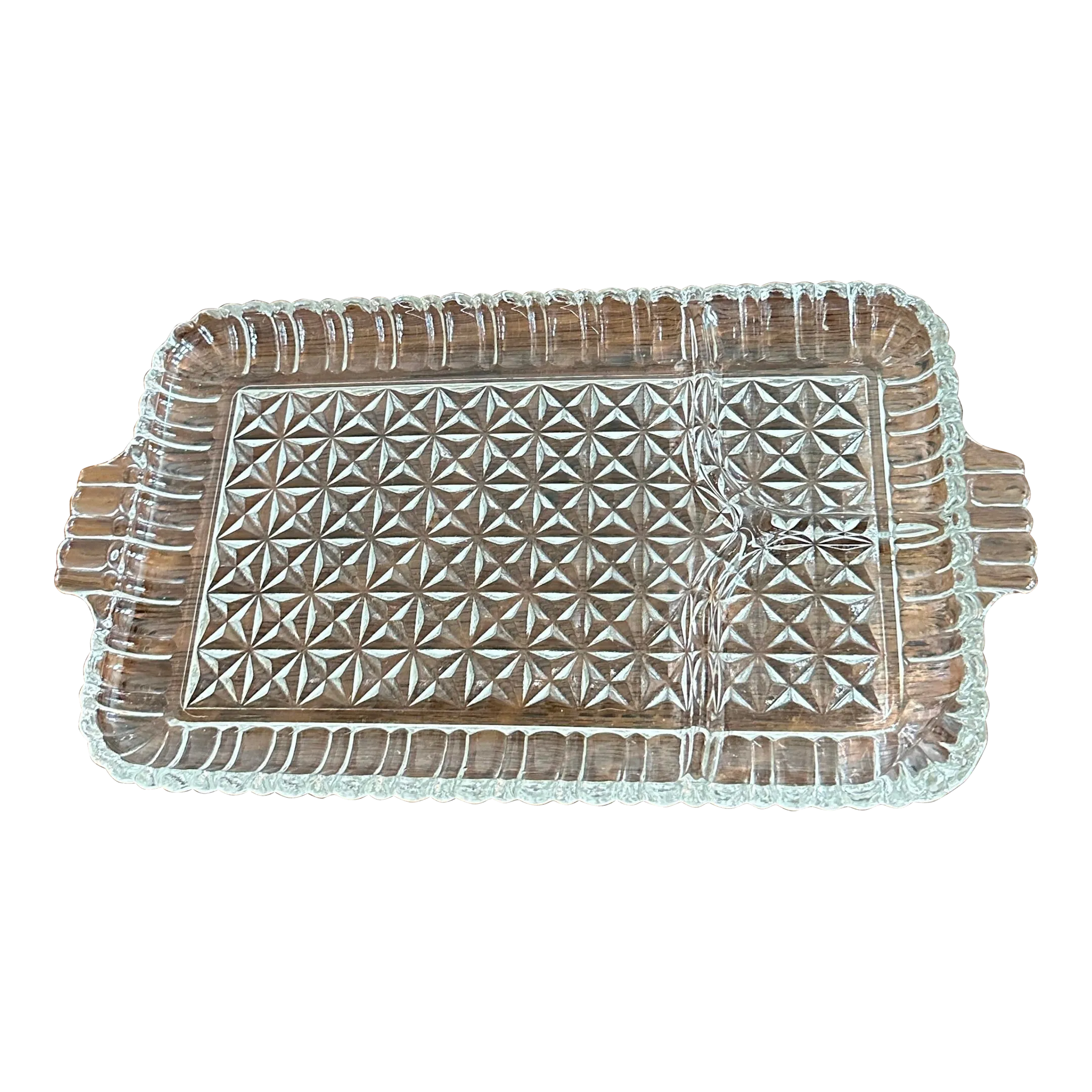 Vintage Divided Pressed Glass Oblong Tray | Chairish