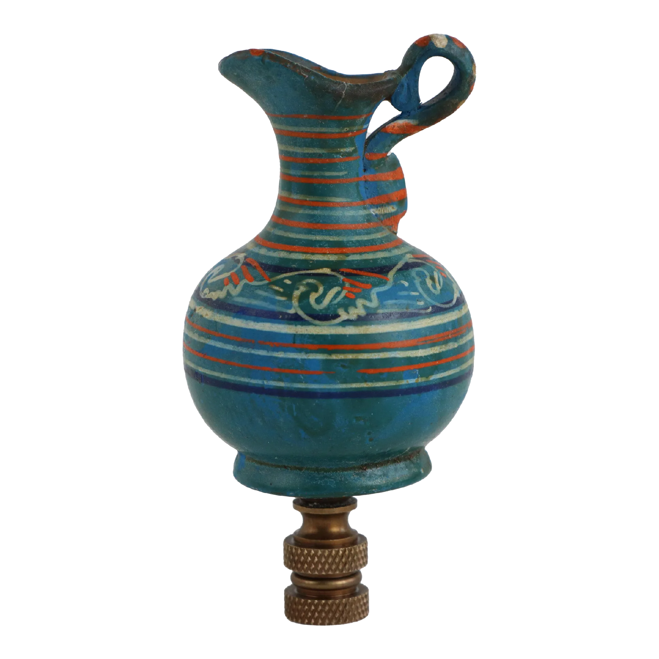 Vintage Mexican Tonala Pottery Lamp Finial on Bronze Hardware | Chairish