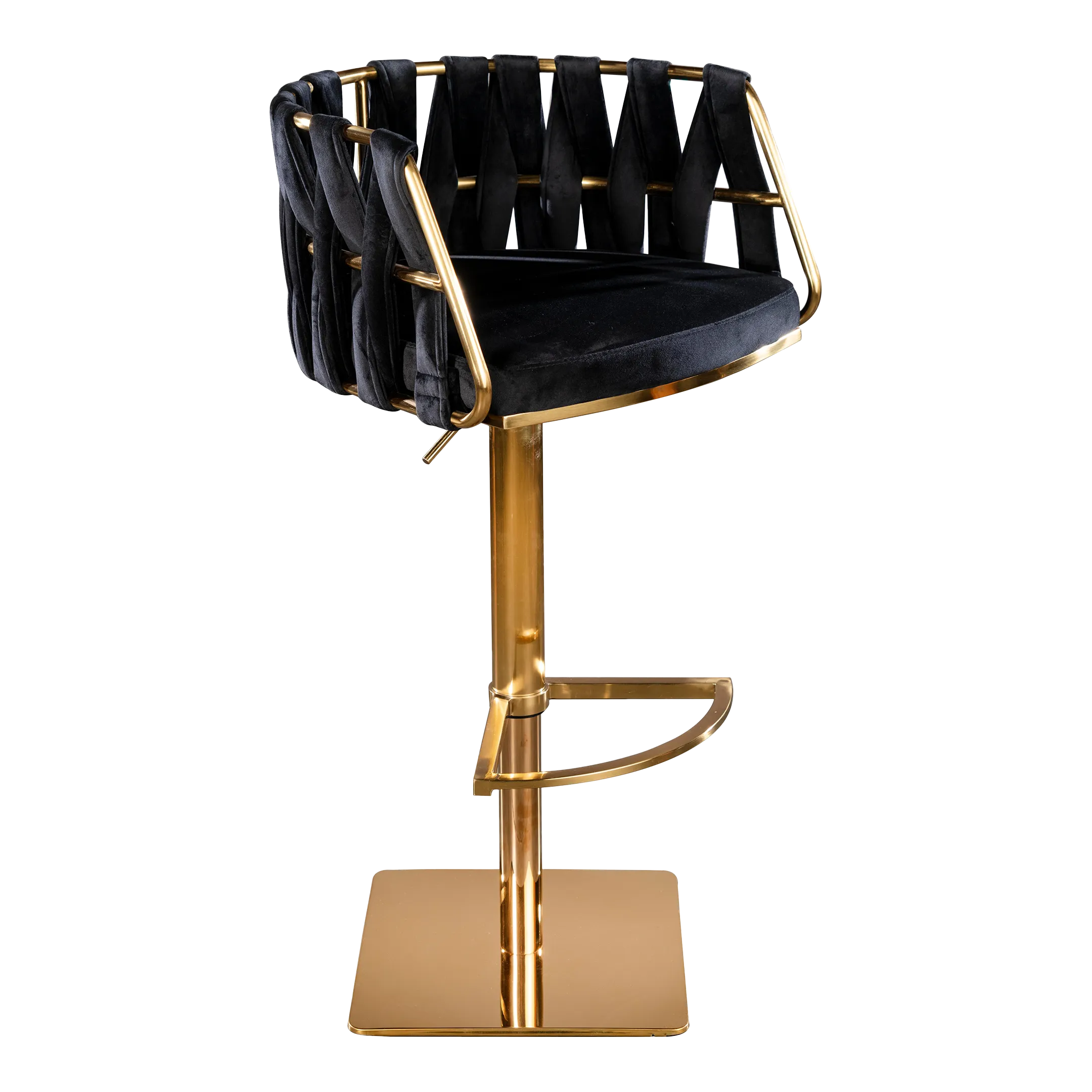 Milano Adjustable Swivel Counter Bar Chair in Black & Gold | Chairish