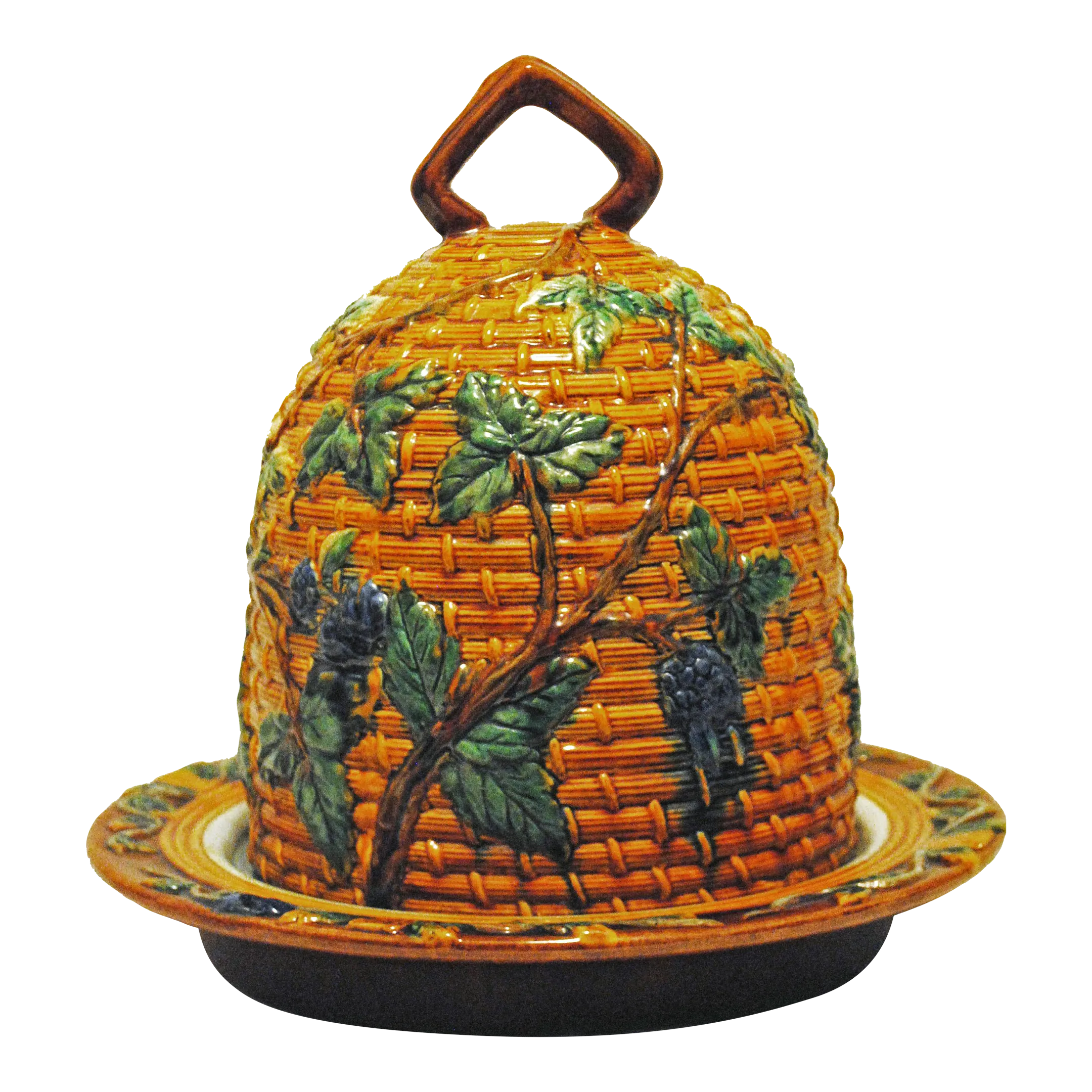 Late 20th Century Majolica Beehive Cheese Dome | Chairish