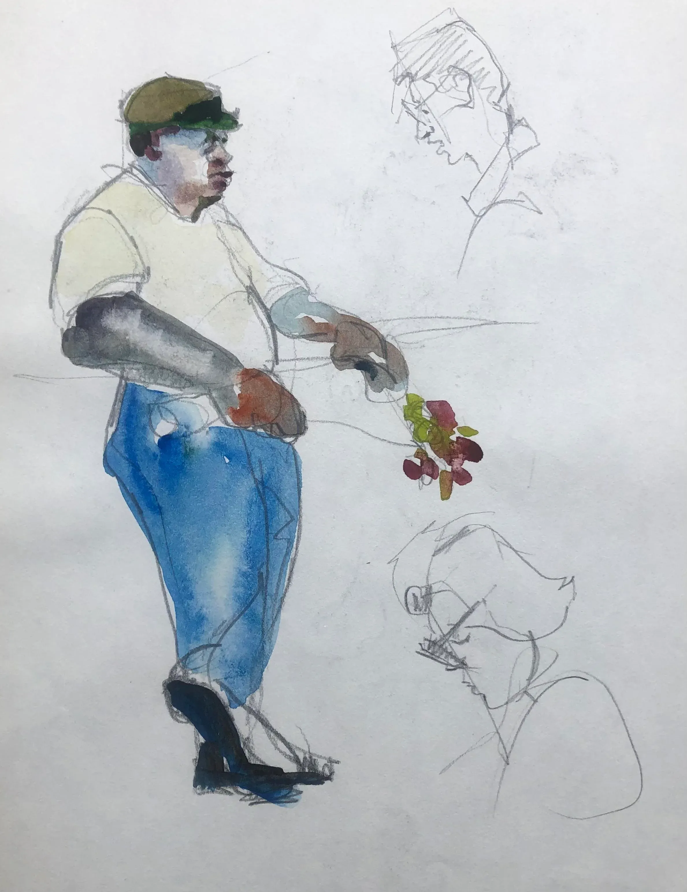 1980s John Reilly Watercolor Figurative Painting | Chairish