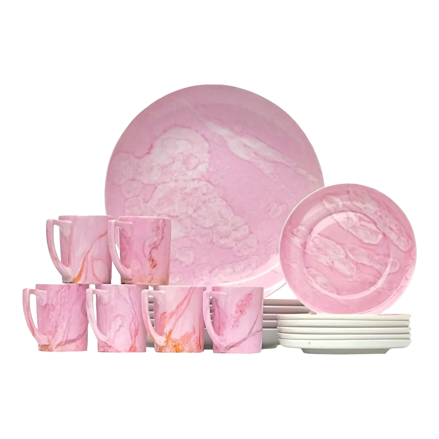 1970s Custom Made Marblized Pink Dinnerset by Villa Vanilla With Place ...
