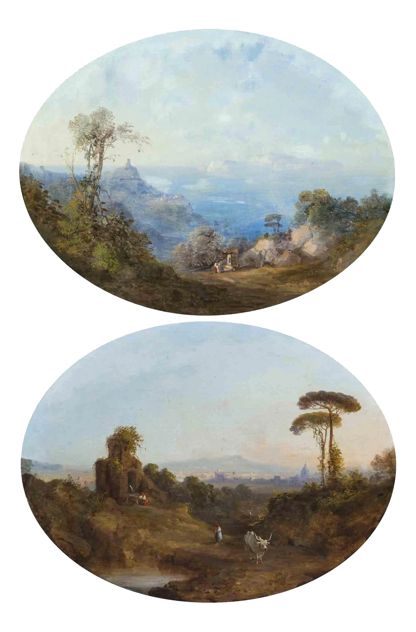 Landscapes With Views of Ancient Rome, Oil on Canvas, Mid 19th-Century ...