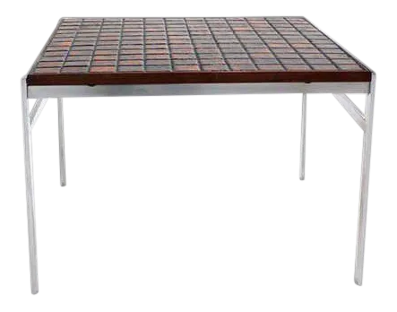 Mid-Century Danish Modern Chrome Base Tile and Rosewood-Top Square ...