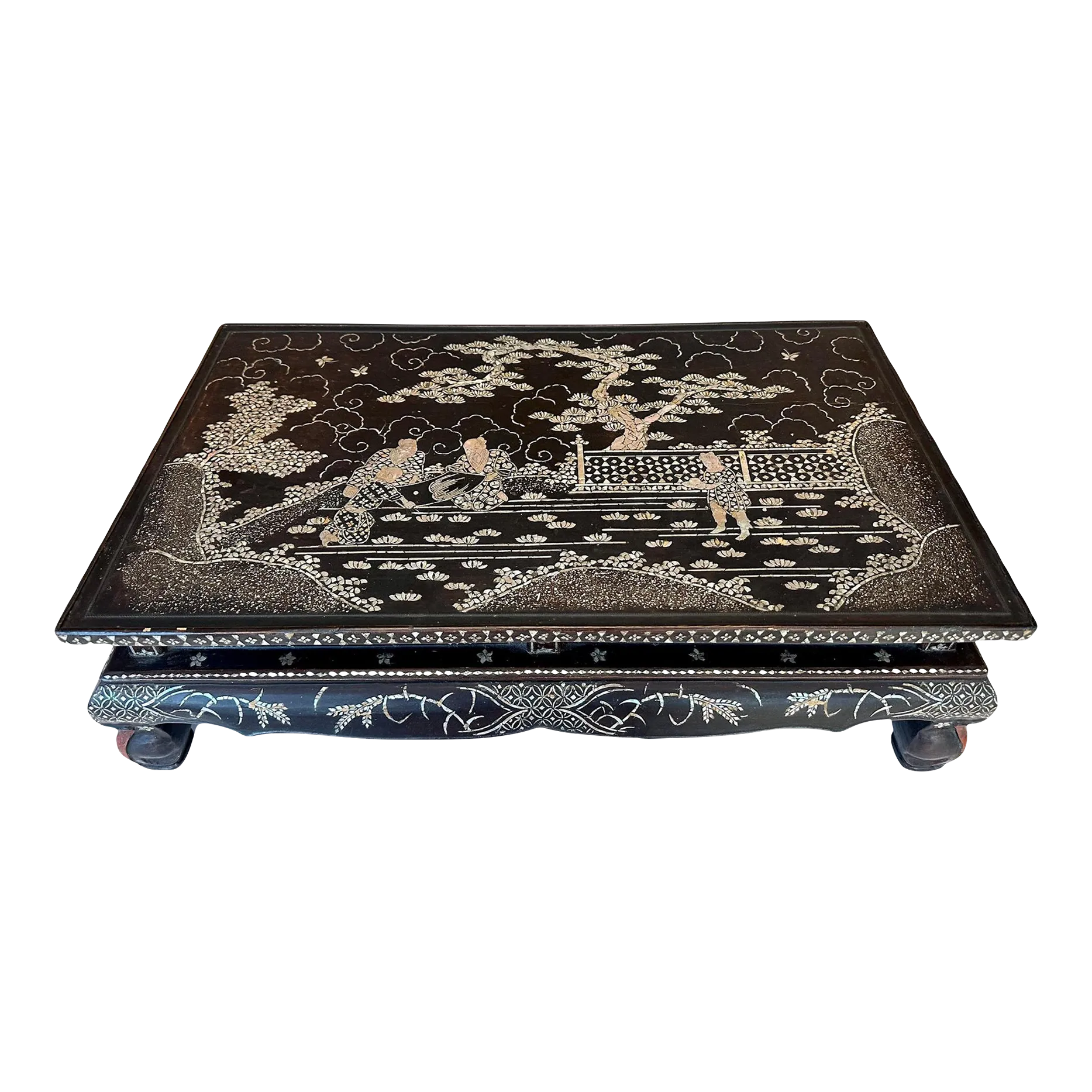 Antique Japanese Lacquer and Inlay Kang Table from Ryukyu Island | Chairish