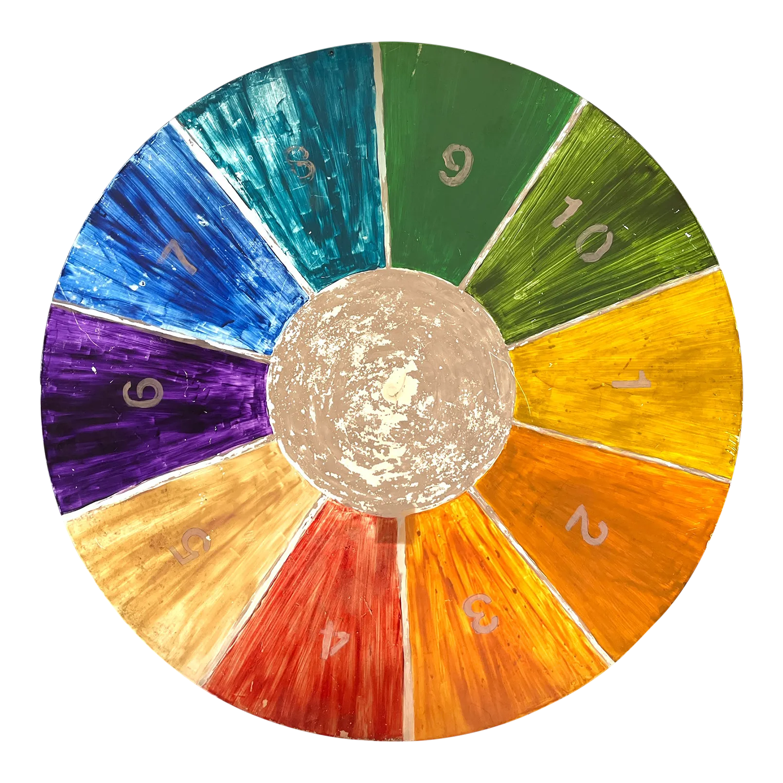 1960s Huge Hand Painted Folk Art Color Wheel Double Sided Numbered ...